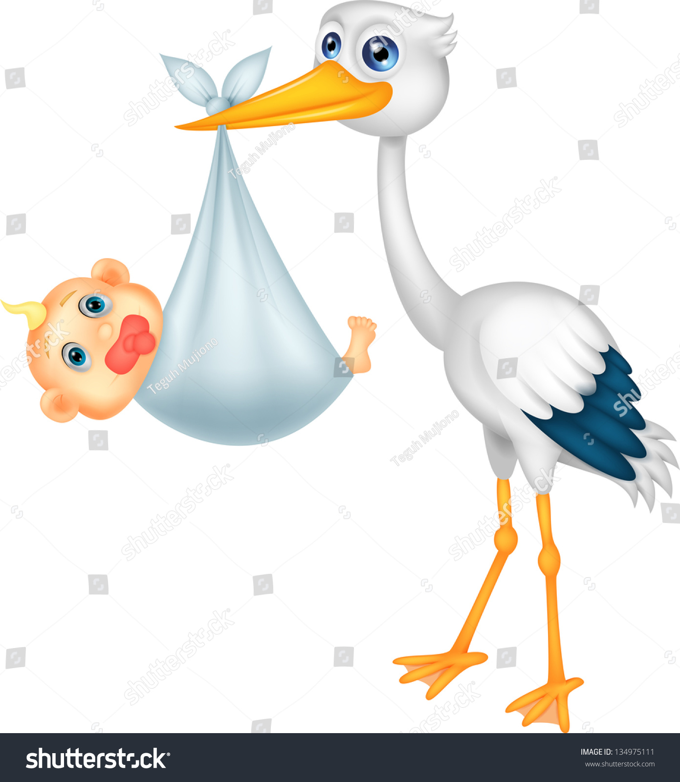 Stork Baby Stock Vector (Royalty Free) 134975111 - Shutterstock