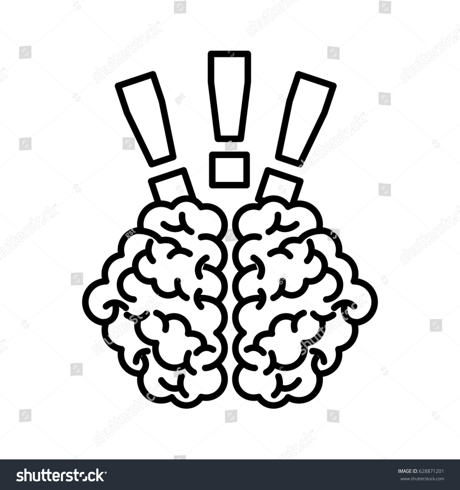 Storm Brain Exclamation Mark Isolated Icon Stock Vector (Royalty Free ...