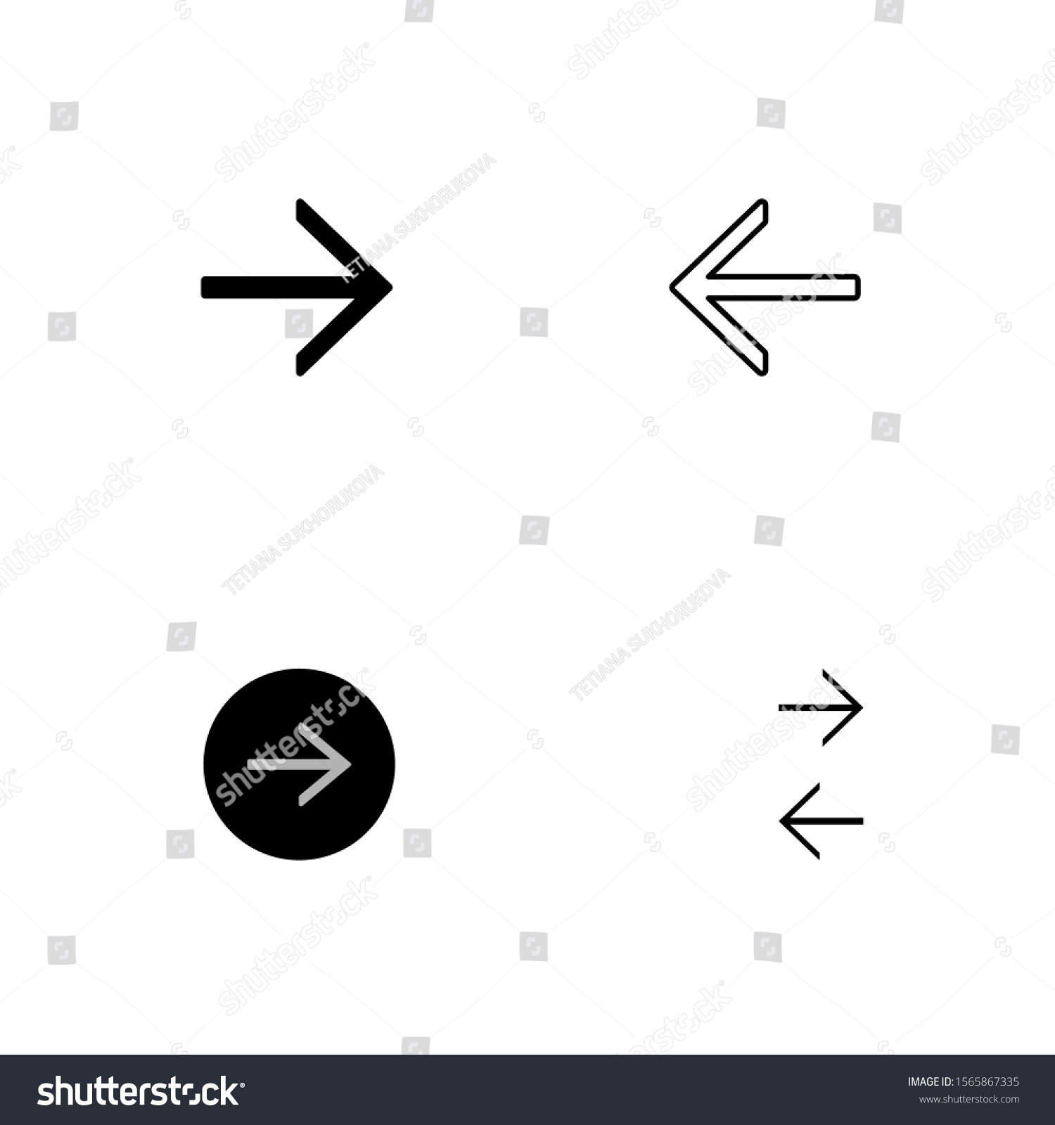 Straight Arrows Direction Direction Indicators Left Stock Vector ...