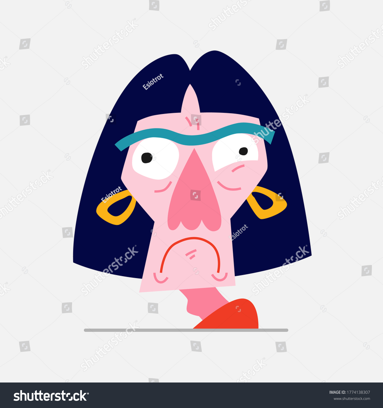 Strange Face Flat Illustration Isolated Stock Vector (Royalty Free ...