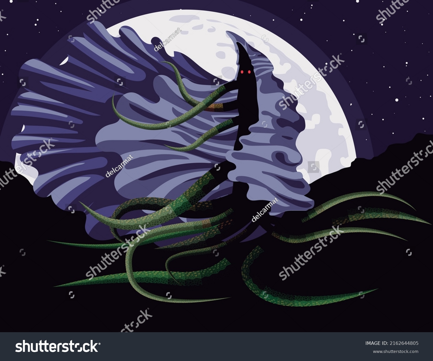Strange Horror Deity Tentacles Stock Vector (Royalty Free) 2162644805 ...