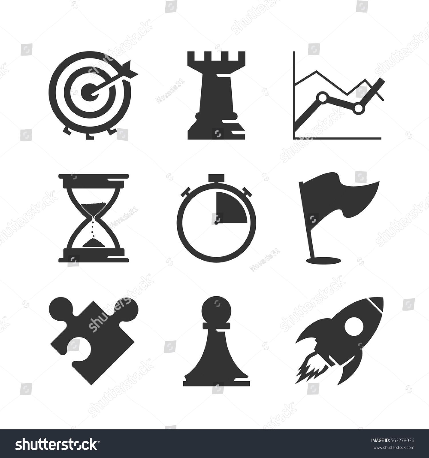 Strategy Competition Icons Set: เวกเตอร์สต็อก (ปลอดค่าลิขสิทธิ์) 563278036