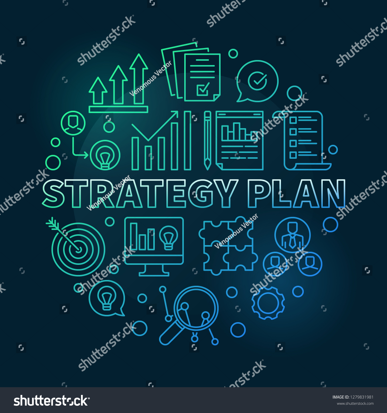 Strategy Plan Vector Circular Colored Illustration Stock Vector ...