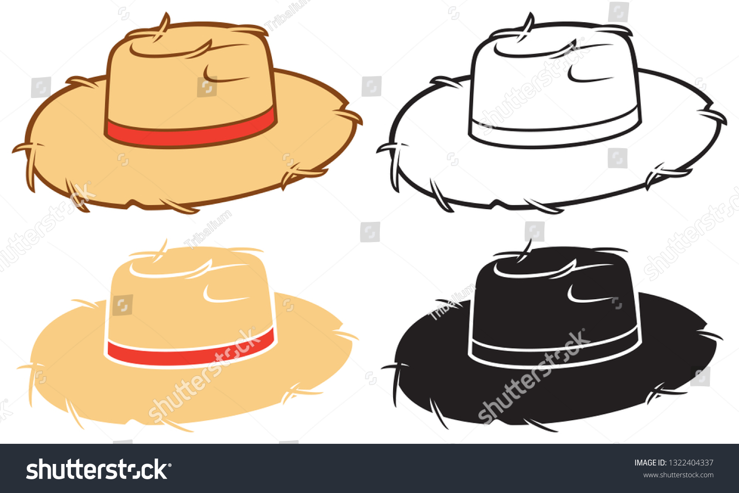 Straw Hat Icons Vector Set Stock Vector (Royalty Free) 1322404337 ...