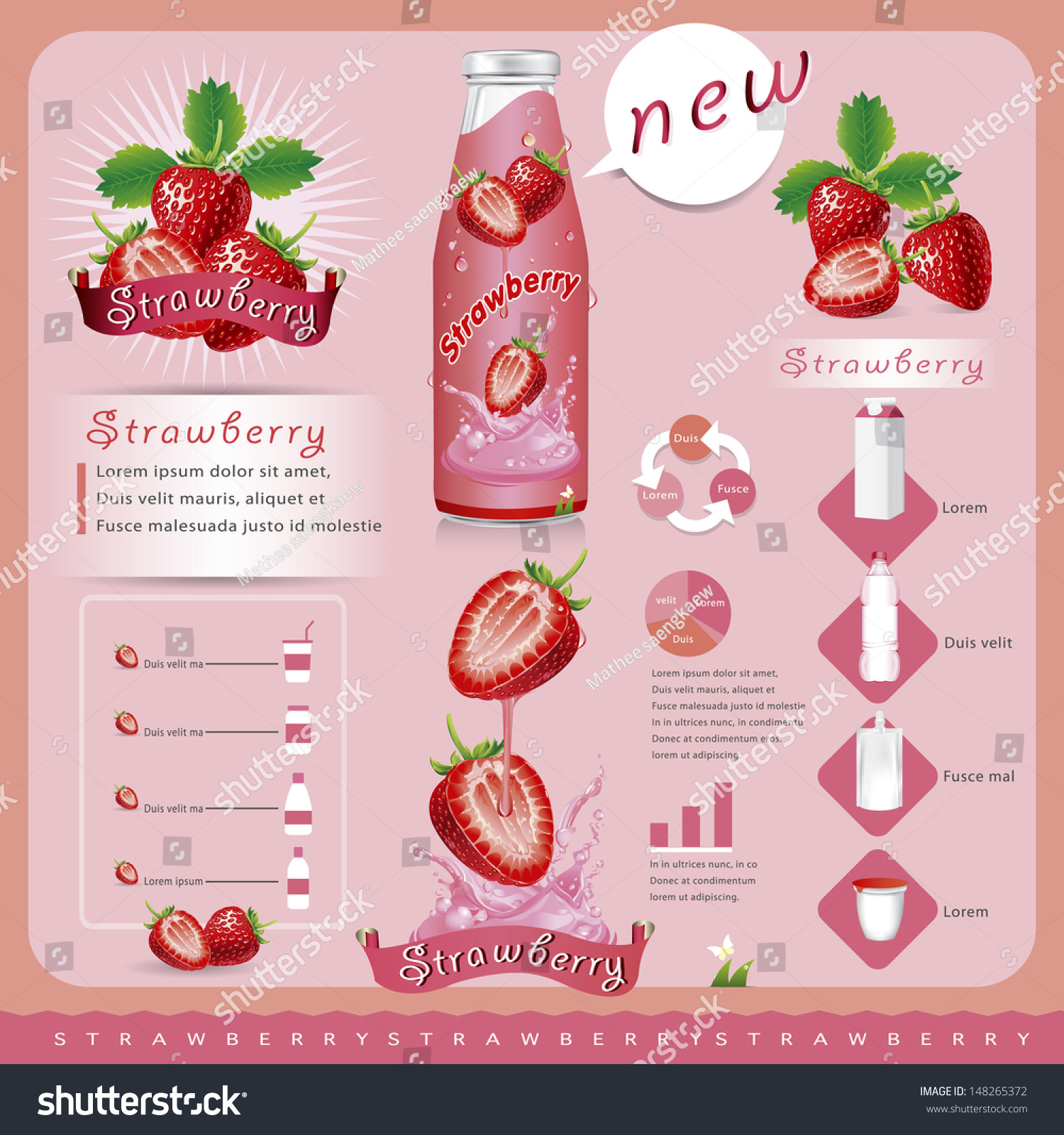 Strawberries Infographic Vector Illustration: เวกเตอร์สต็อก (ปลอดค่า ...