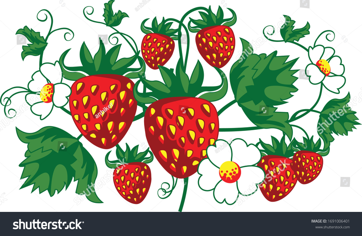 Strawberry Berries Vector Drawing Graphics Stylization Stock Vector ...