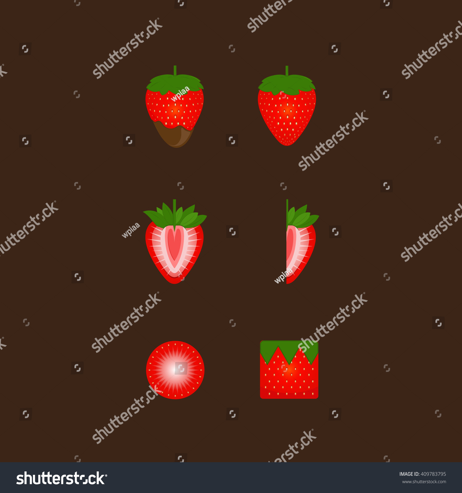 Strawberry Icon Set Stock Vector (Royalty Free) 409783795 | Shutterstock