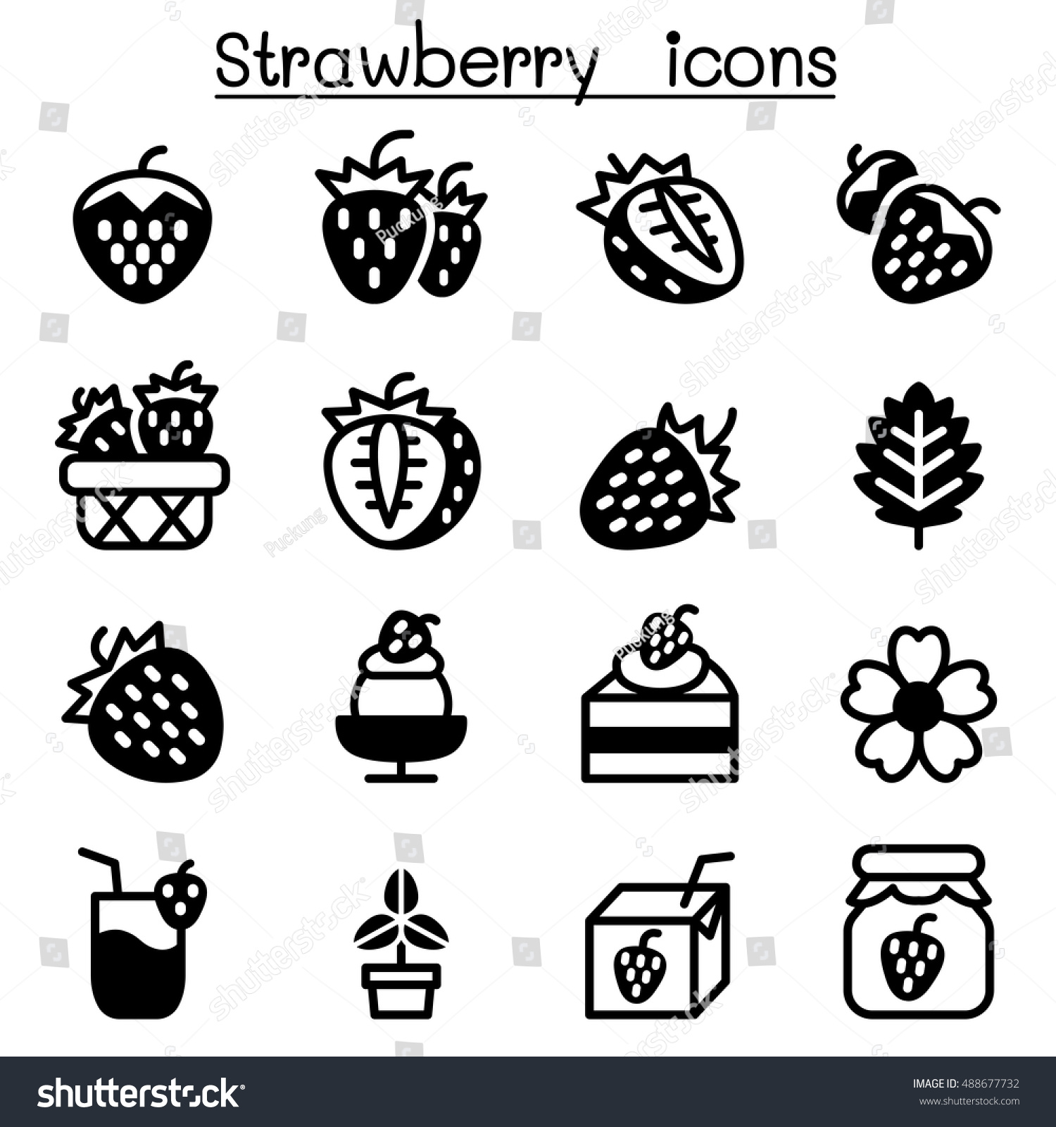 Strawberry Icon Set Stock Vector (Royalty Free) 488677732