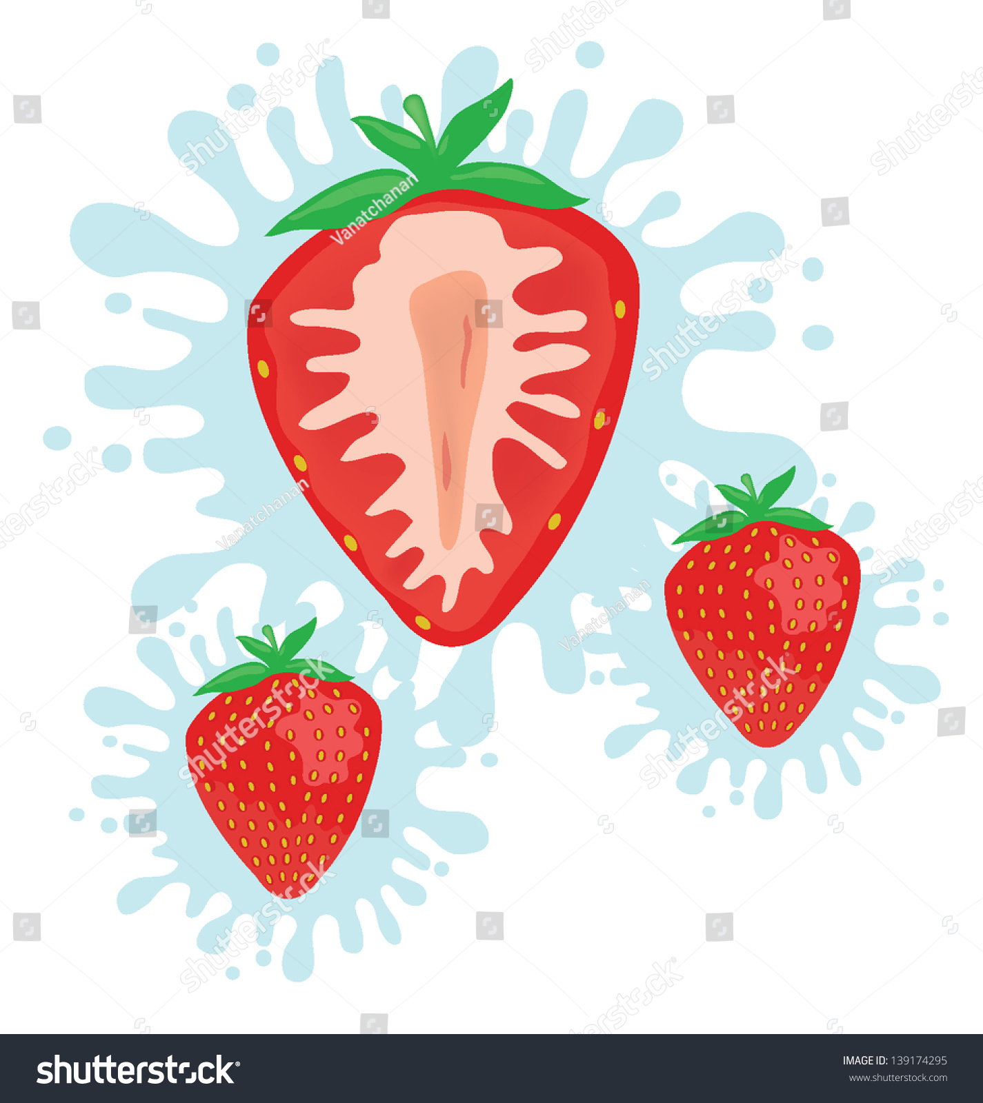 Strawberry Splash Vector Illustration Stock Vector (Royalty Free) 139174295