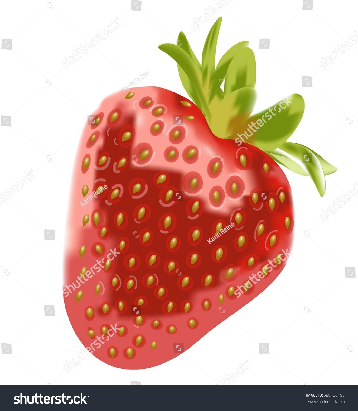 Vektor Stok Strawberry Vector Illustration On Transparent Background ...