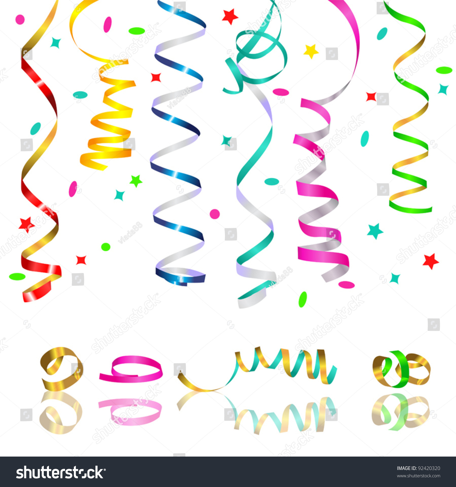 Streamers And Confetti Stock Vector 92420320 : Shutterstock