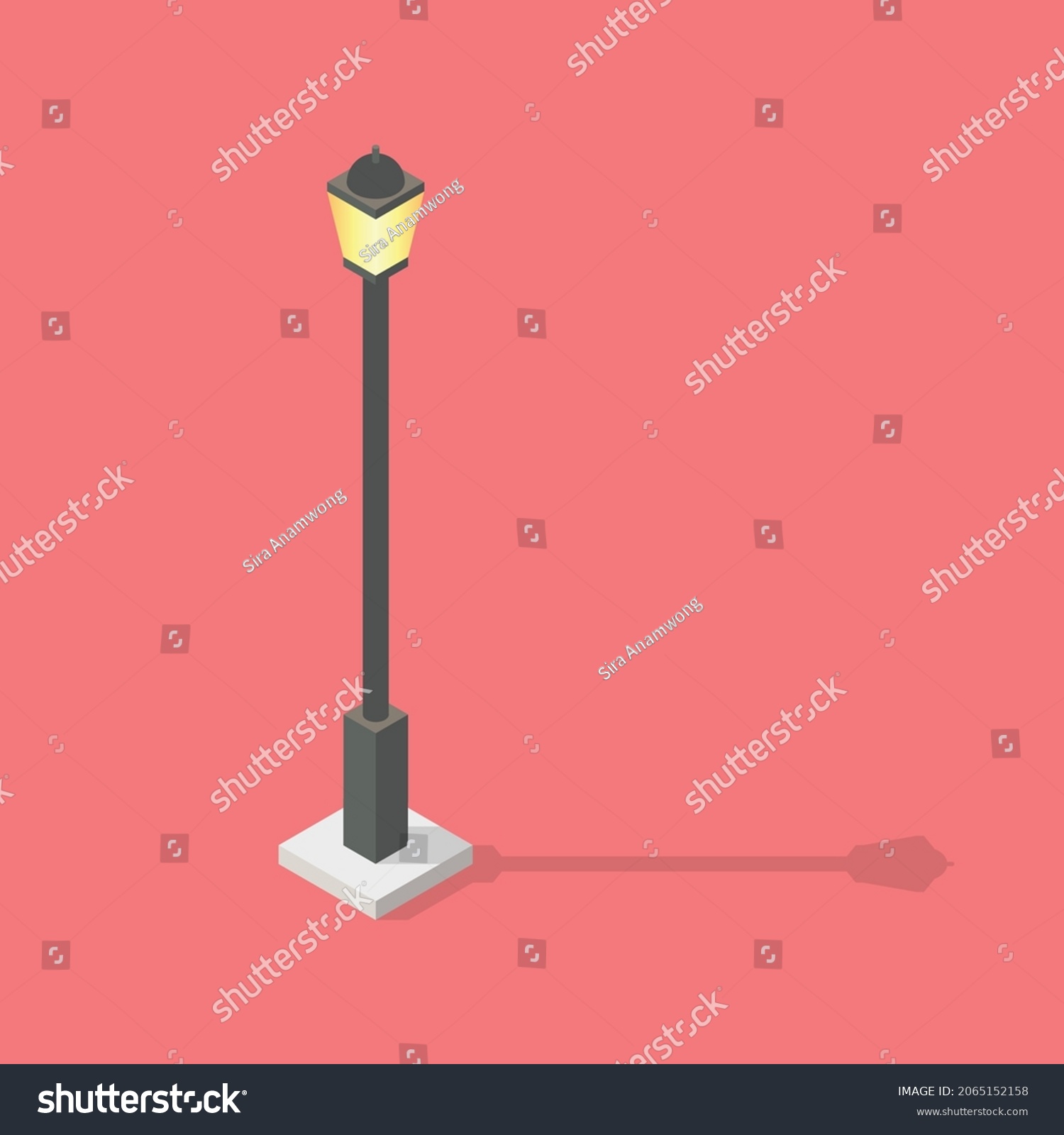 Street Lighting Isometric View Vector Illustration Stock Vector ...
