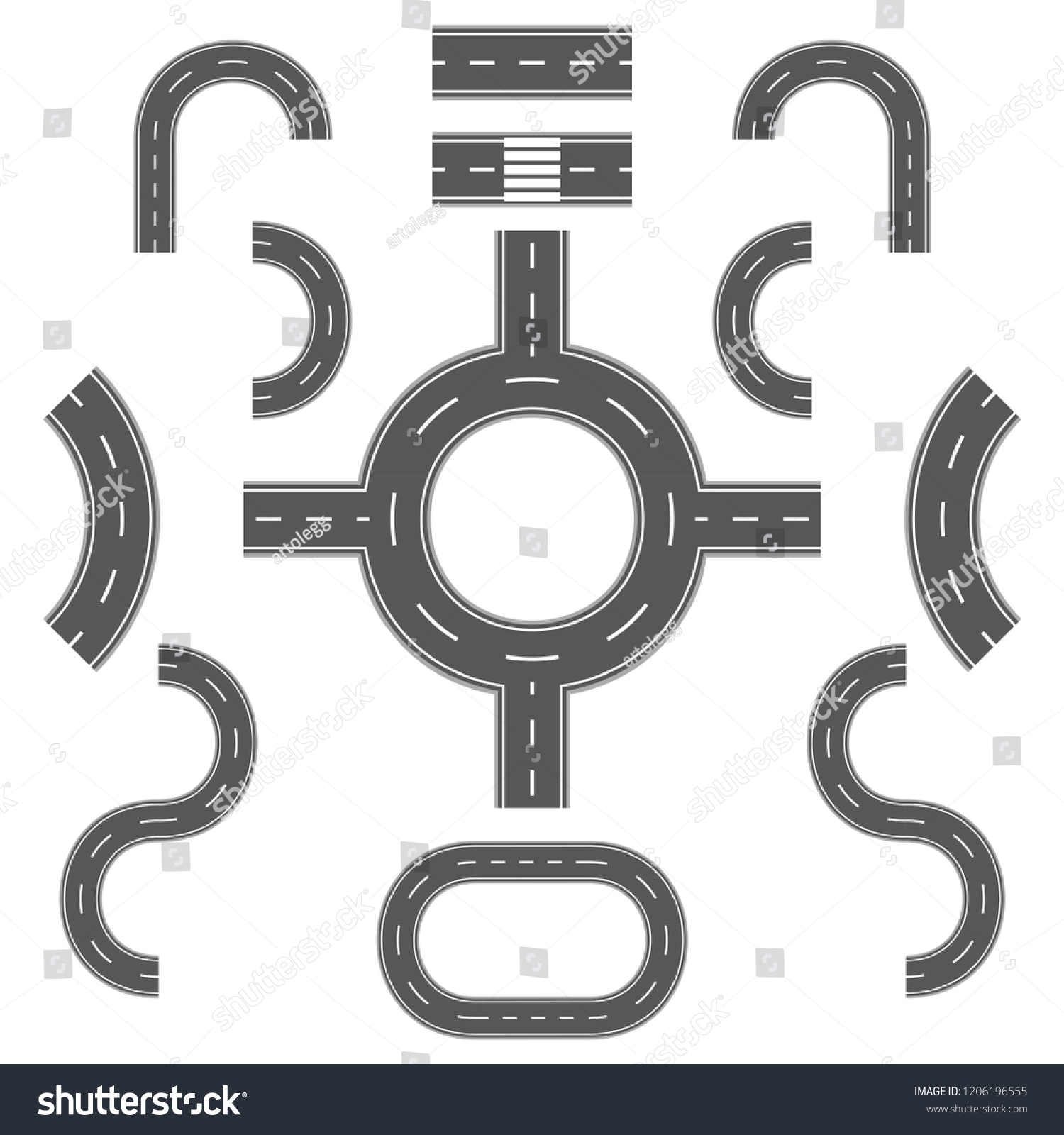 Street Road Elements Vector Illustration: vector de stock (libre de ...
