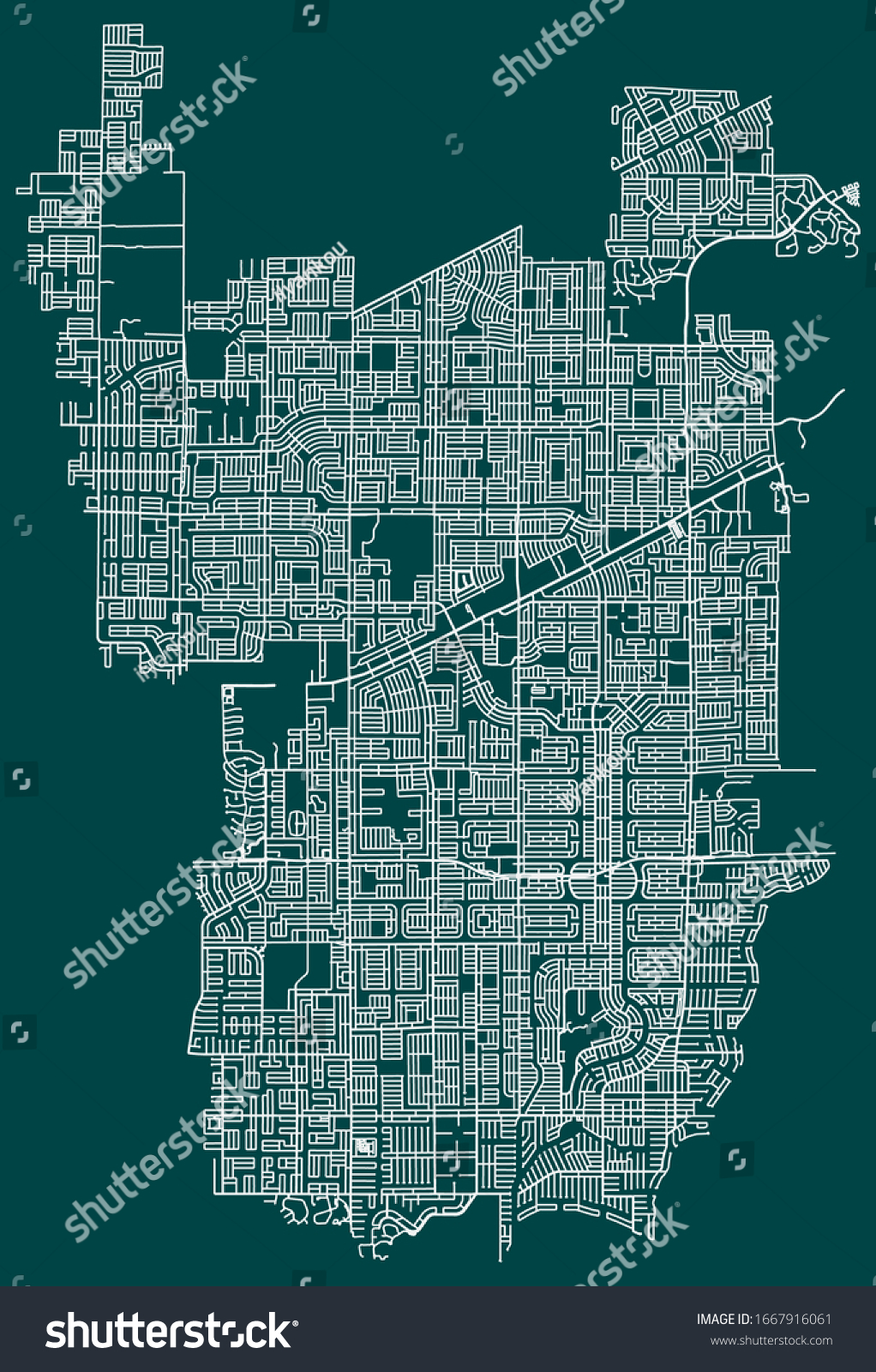 Streets Roads Map Cape Coral Florida Stock Vector Royalty Free