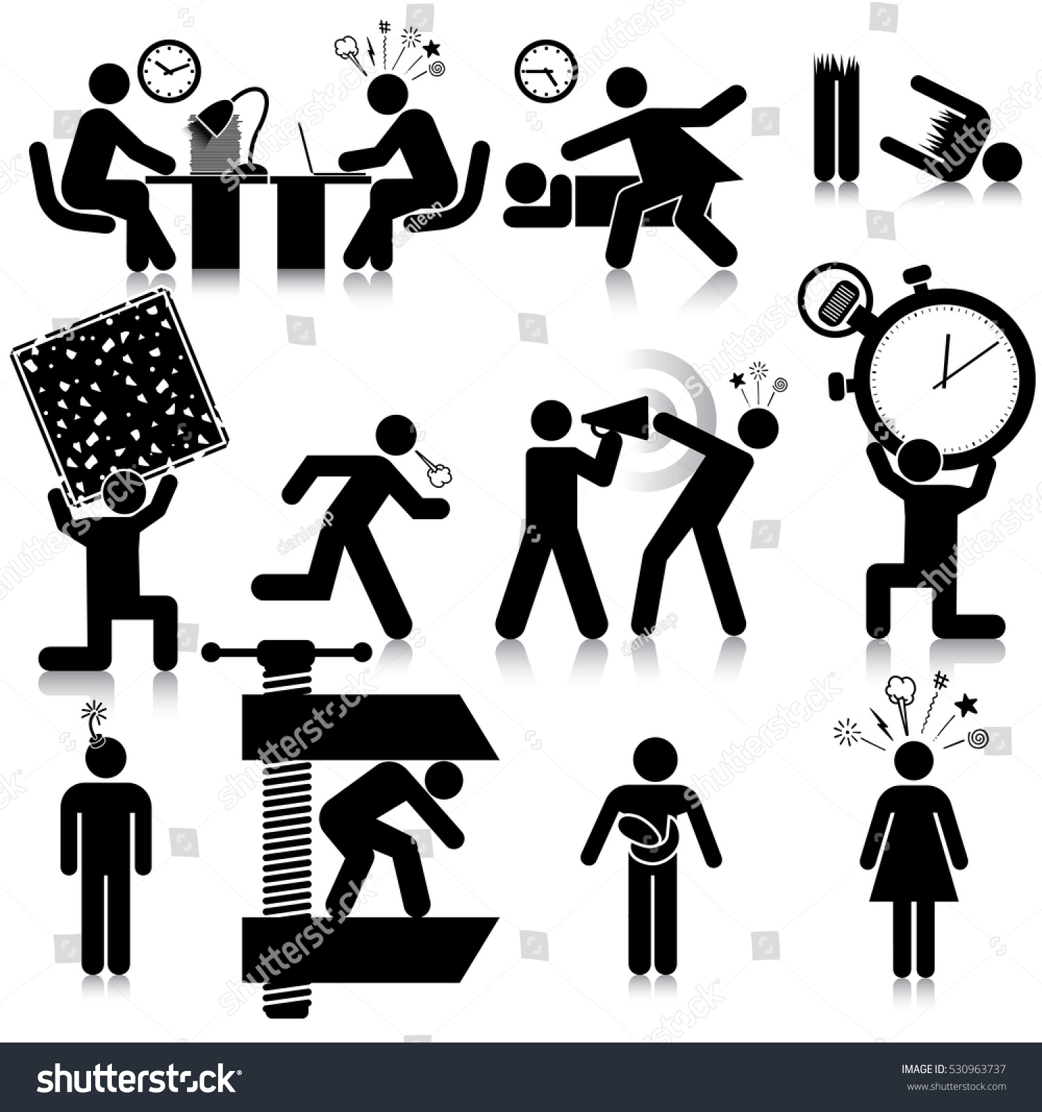 Stress Icon Set Stock Vector 530963737 - Shutterstock