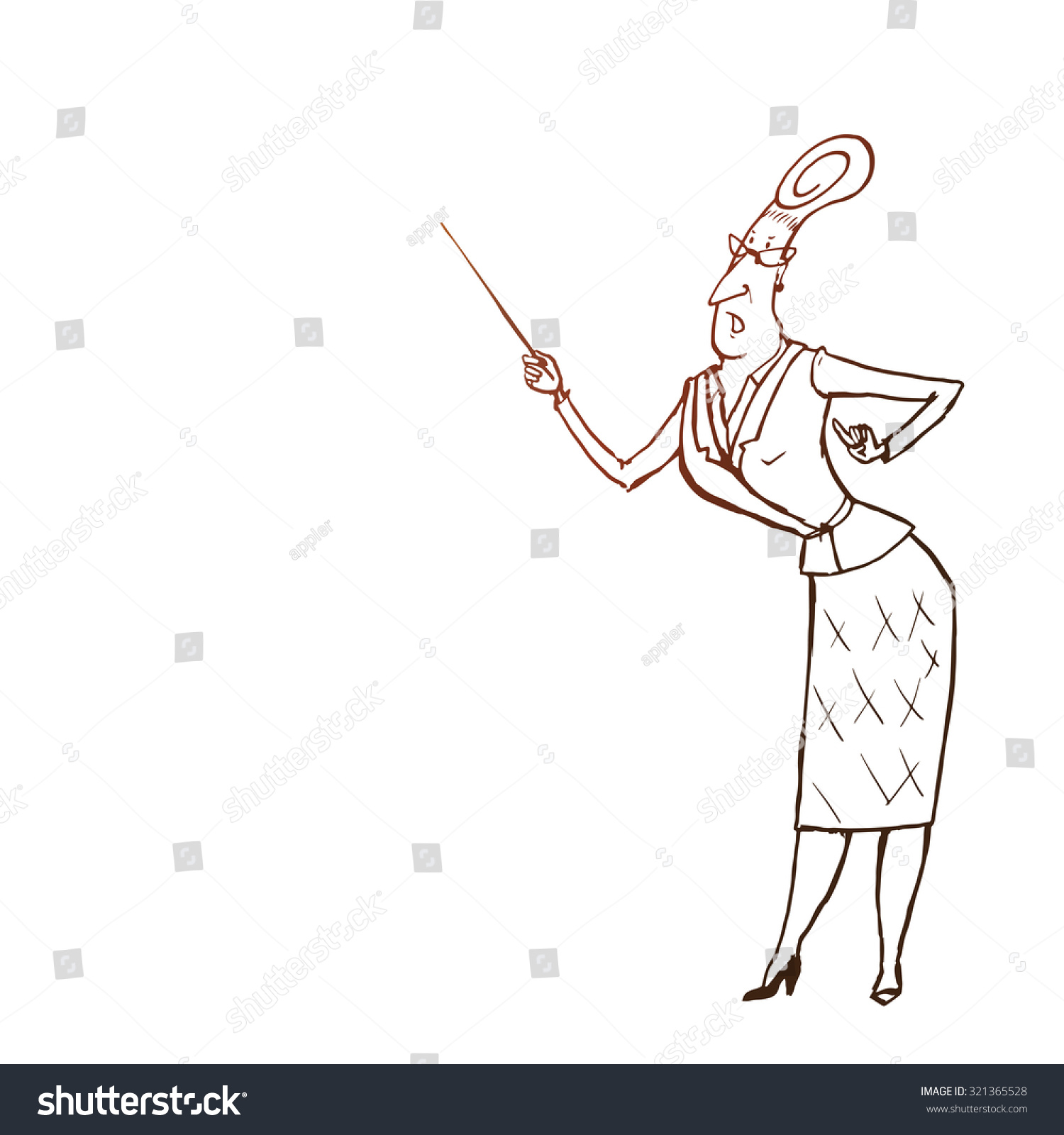 Strict Teacher Vector Sketch Linear Pen Stock Vector 321365528 ...