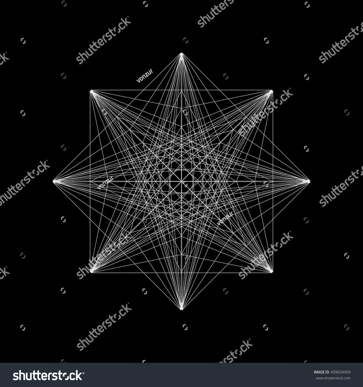 String Art Sacred Geometry Black Background: เวกเตอร์สต็อก (ปลอดค่า ...