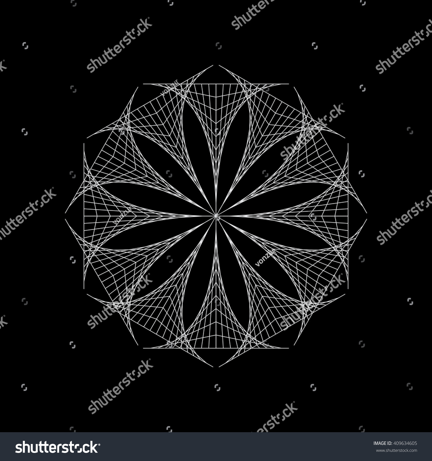 String Art Sacred Geometry Black Background: vector de stock (libre de ...