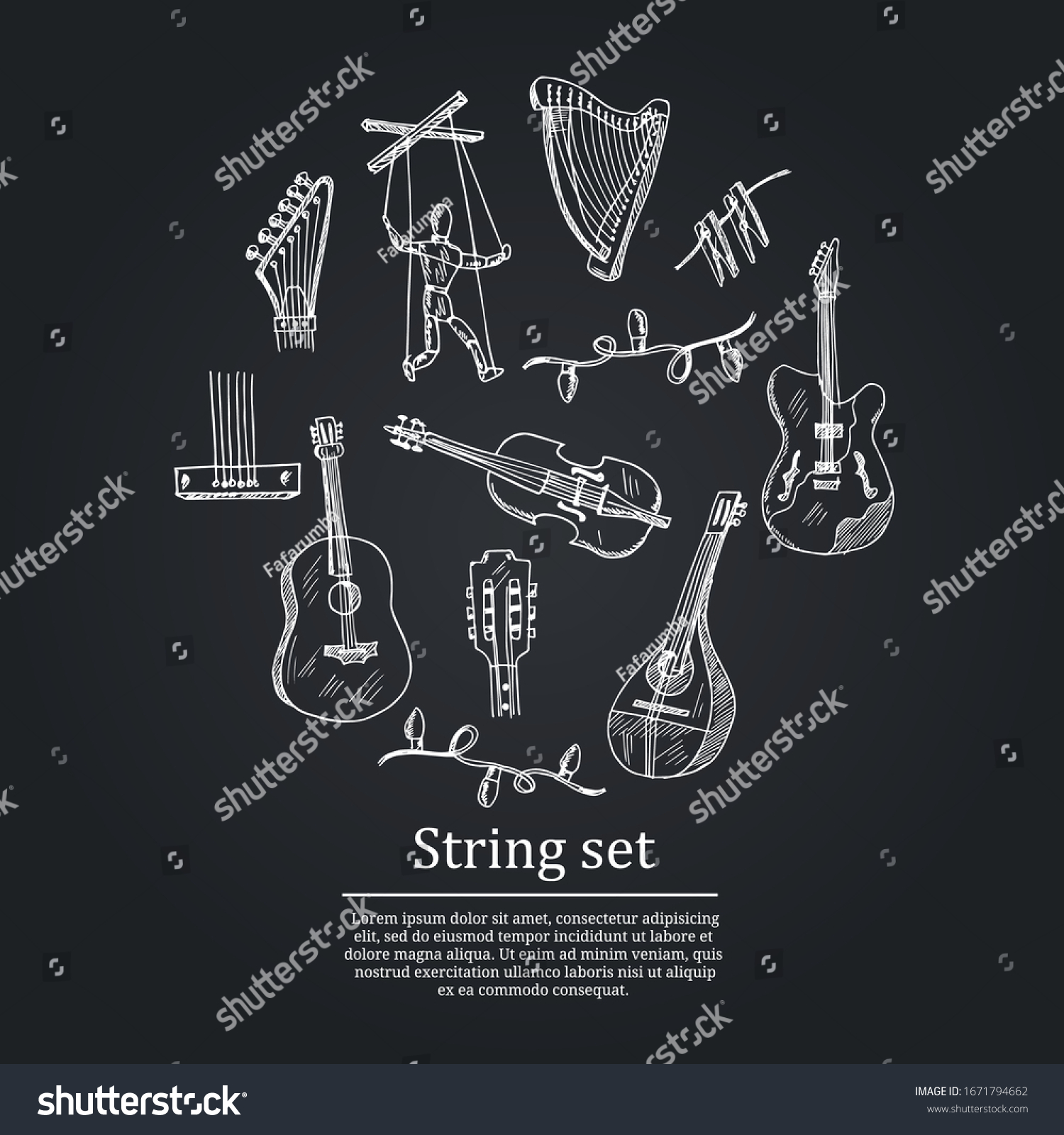 String Hand Drawn Doodle Set Vector Stock Vector (Royalty Free ...