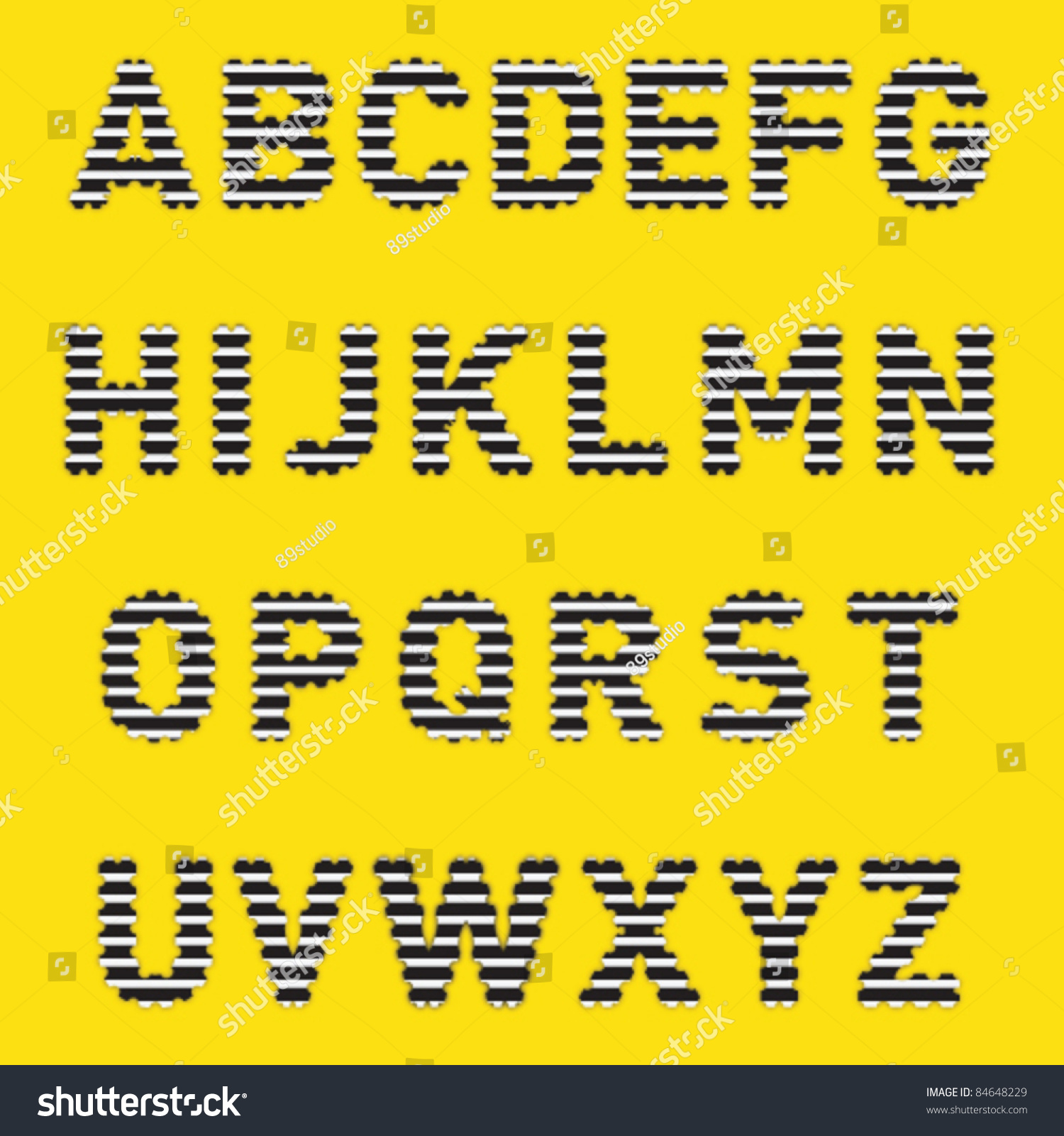 Strip Pattern Alphabet Set Vector Stock Vector (Royalty Free) 84648229