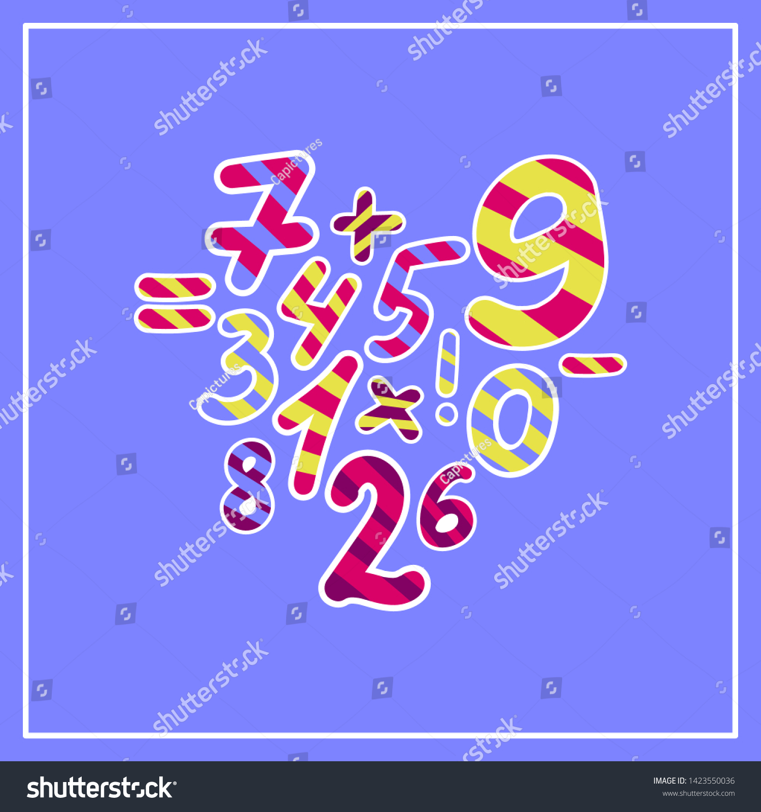 Striped Colorful Bright Numbers Cartoon Style Stock Vector Royalty Free 1423550036 Shutterstock