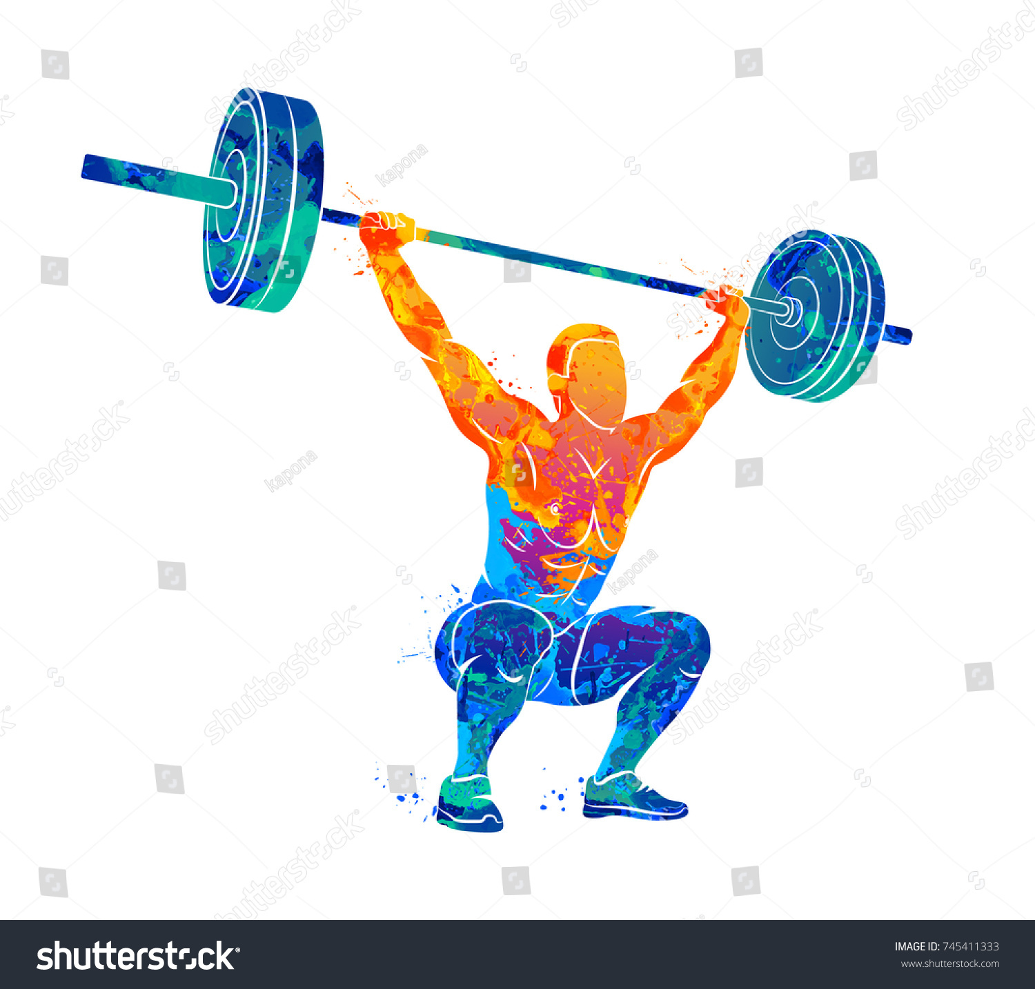 Strong Man Powerlifting Stock Vector (Royalty Free) 745411333 ...