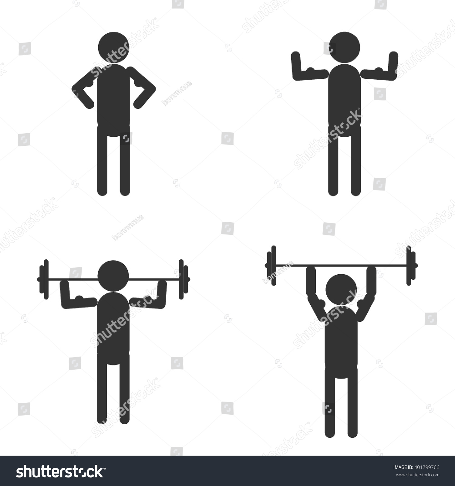 Strong Man Stick Figure Vector 库存矢量图（免版税）401799766