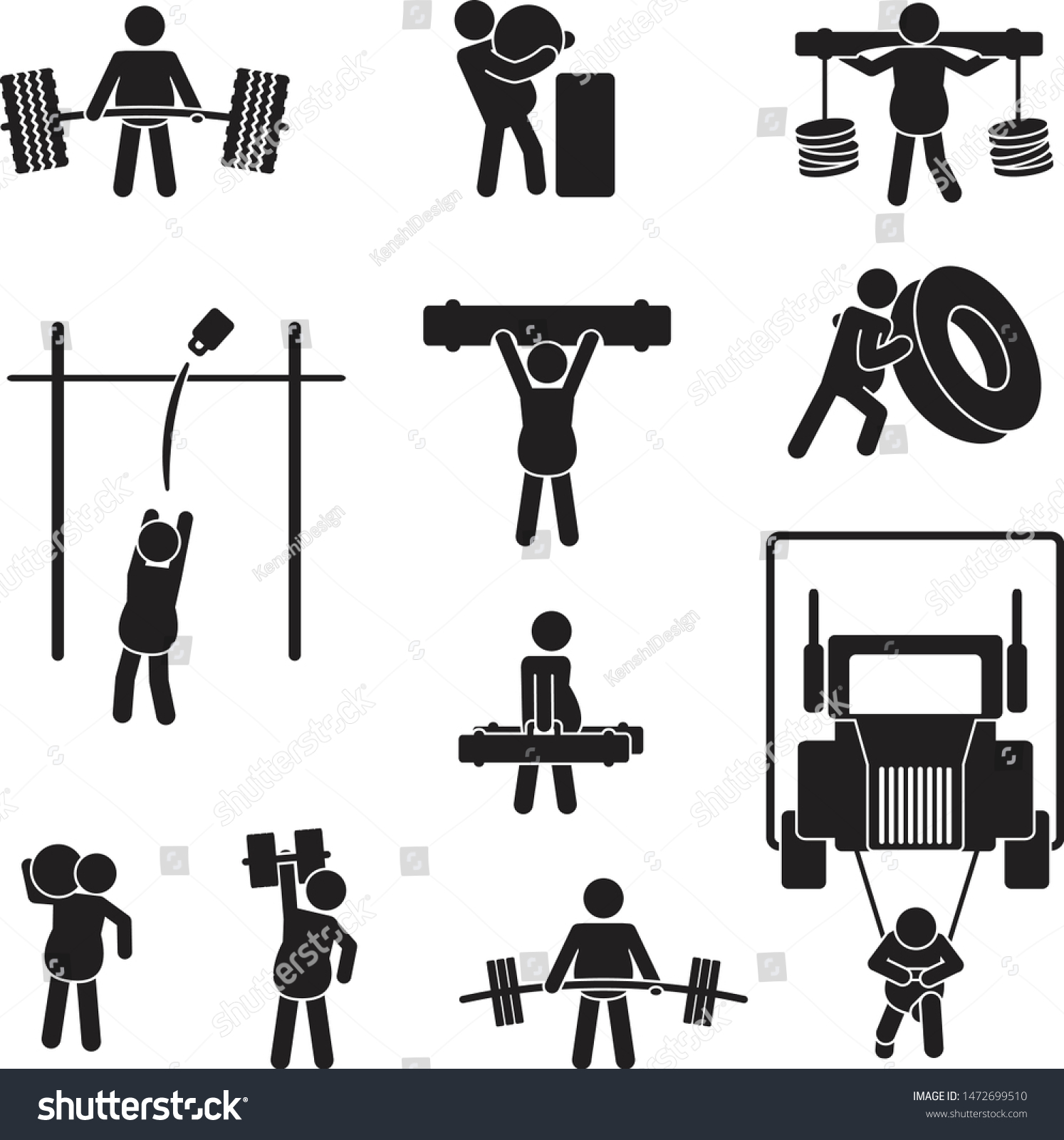 Vektor Stok Strongman People Icon Set Vector (Tanpa Royalti) 1472699510 ...