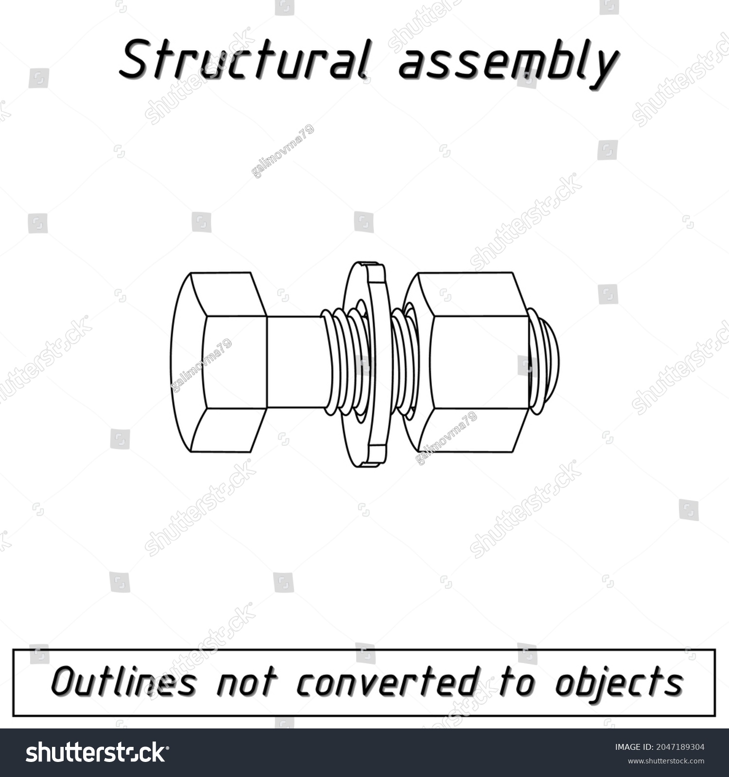 Structural Assembly Bolt Blueprint Outline Stock Vector (Royalty Free ...