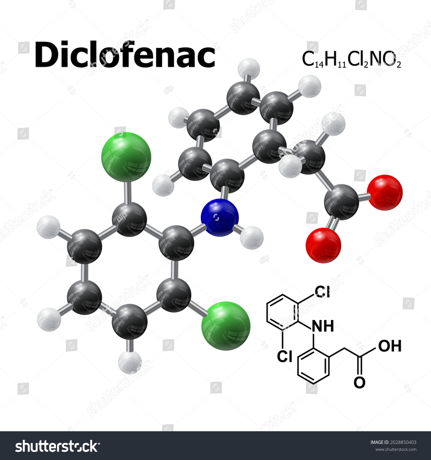 Structural Model Diclofenac Molecule Stock Vector (Royalty Free ...