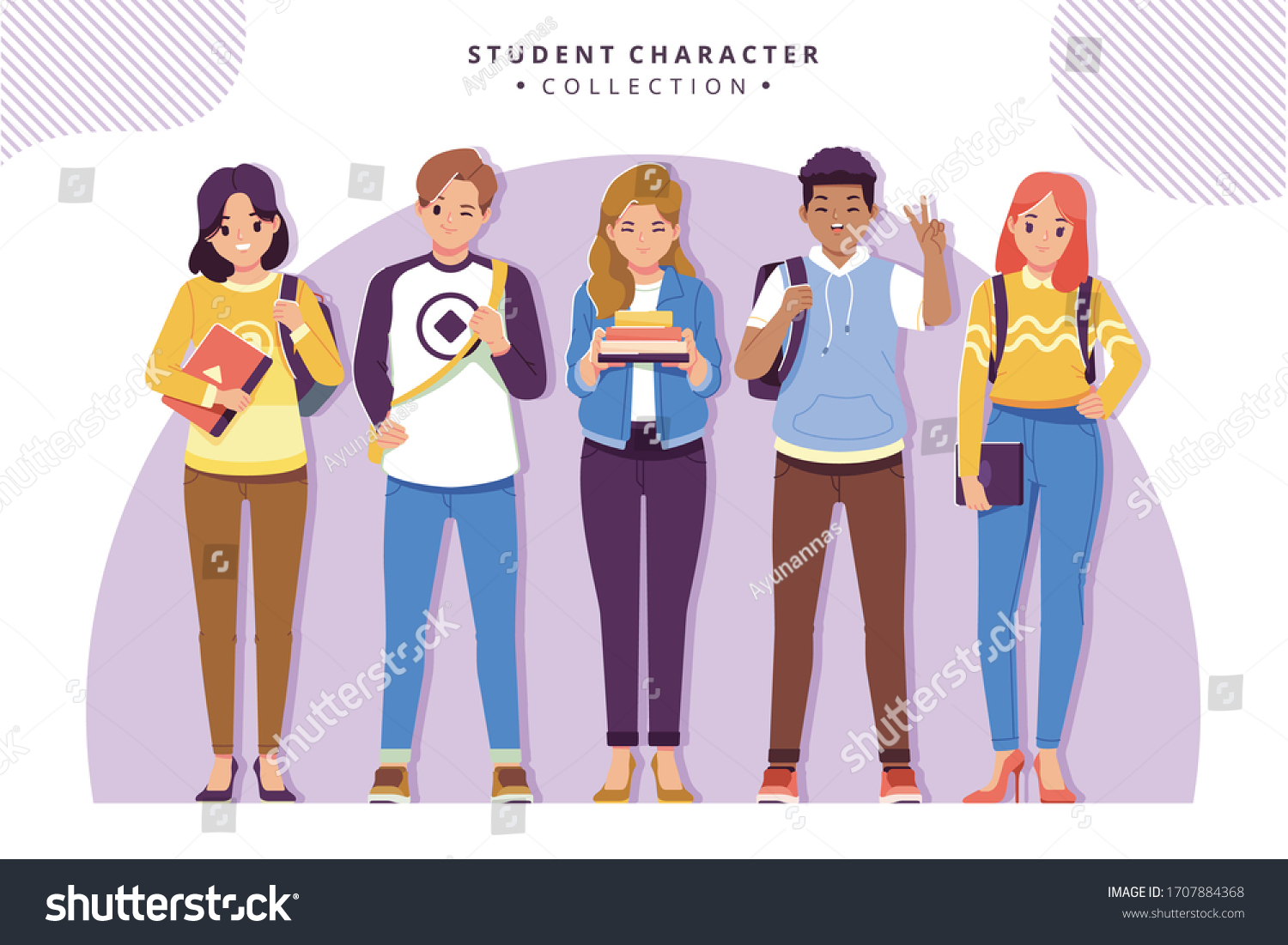 Student Character Collection Stock Vector Stock Vector (Royalty Free ...