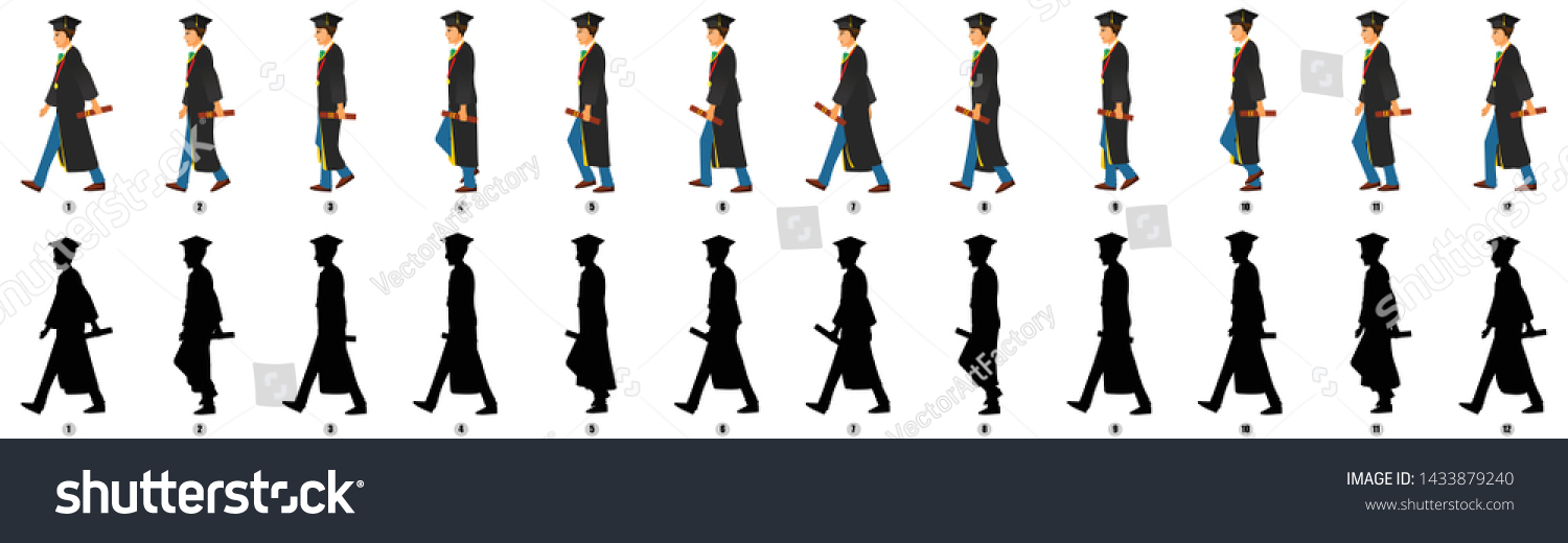 Student Character Walk Cycle Animation Sequence: vector de stock (libre ...