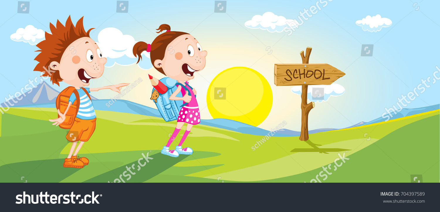 Student Go School Vector Illustration Stock Vector (Royalty Free) 704397589