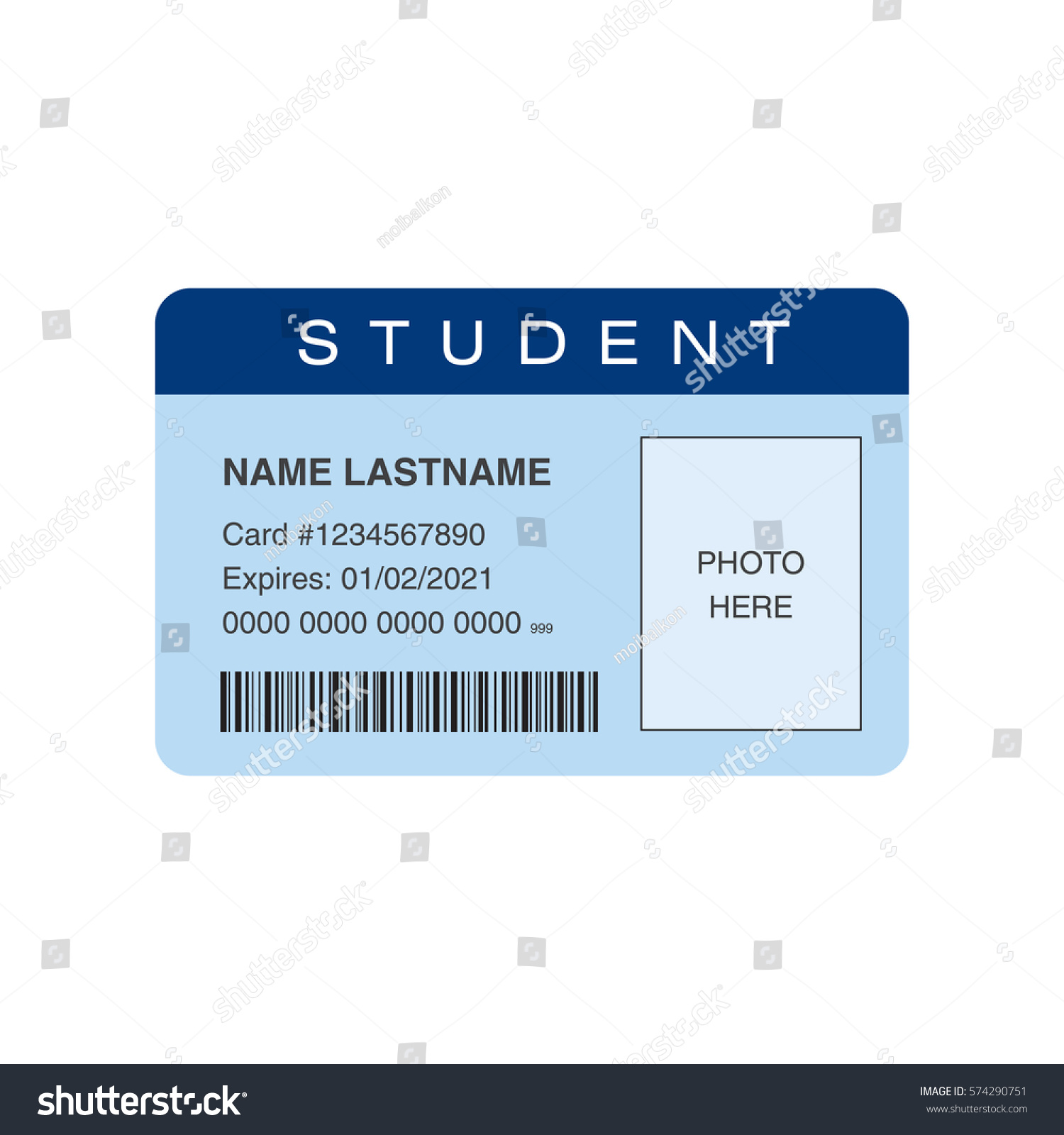 Student Id Card Vector Illustration Stok Vektör (Telifsiz) 574290751 ...
