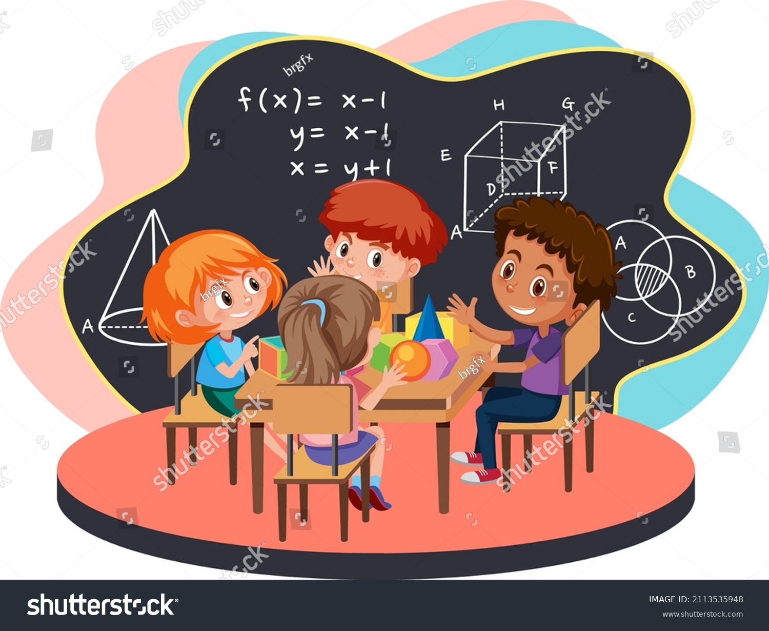 Student Learning Math Group Illustration Stock Vector (Royalty Free ...