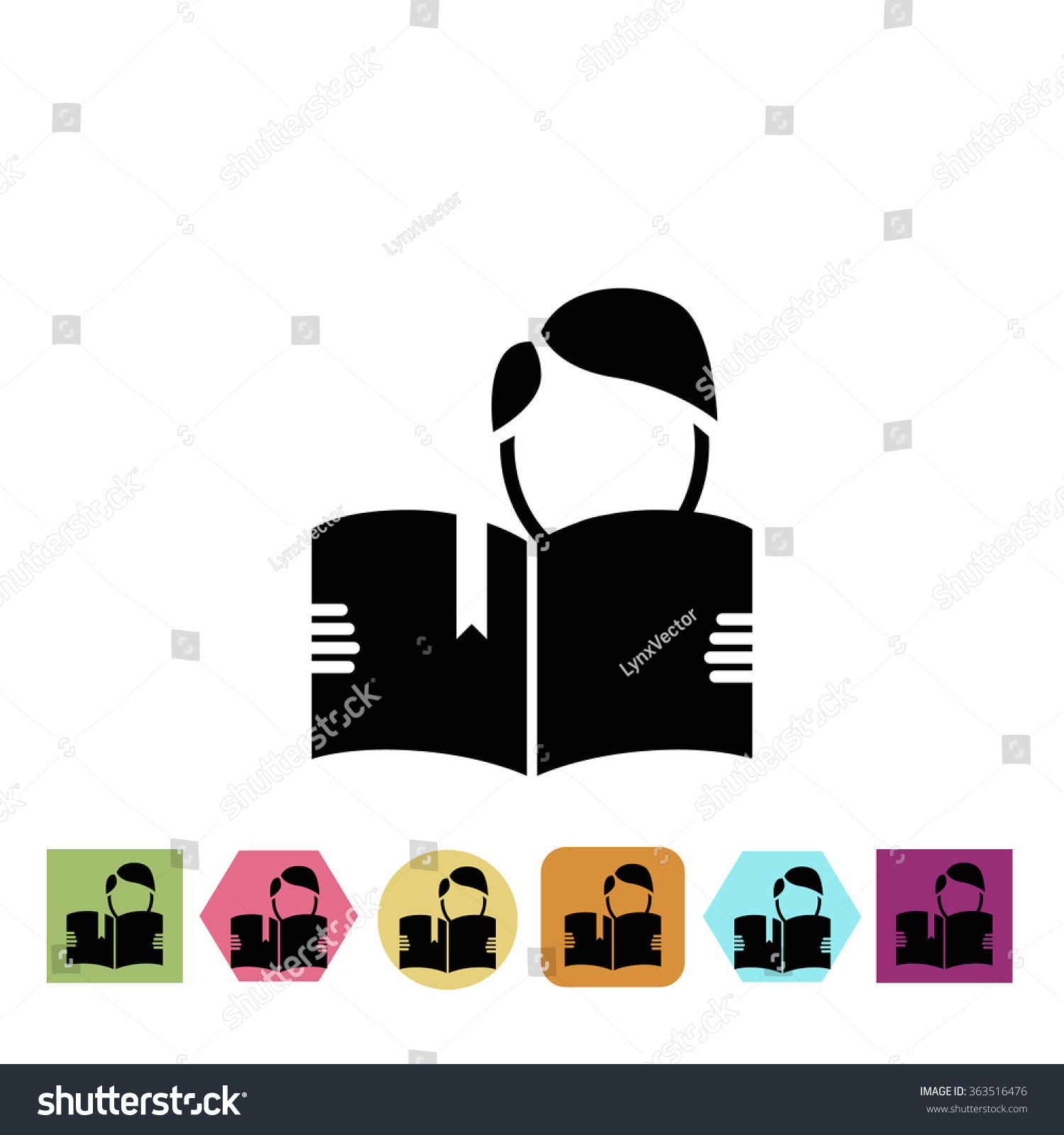 Student Reading Book Icon Stock Vector (Royalty Free) 363516476