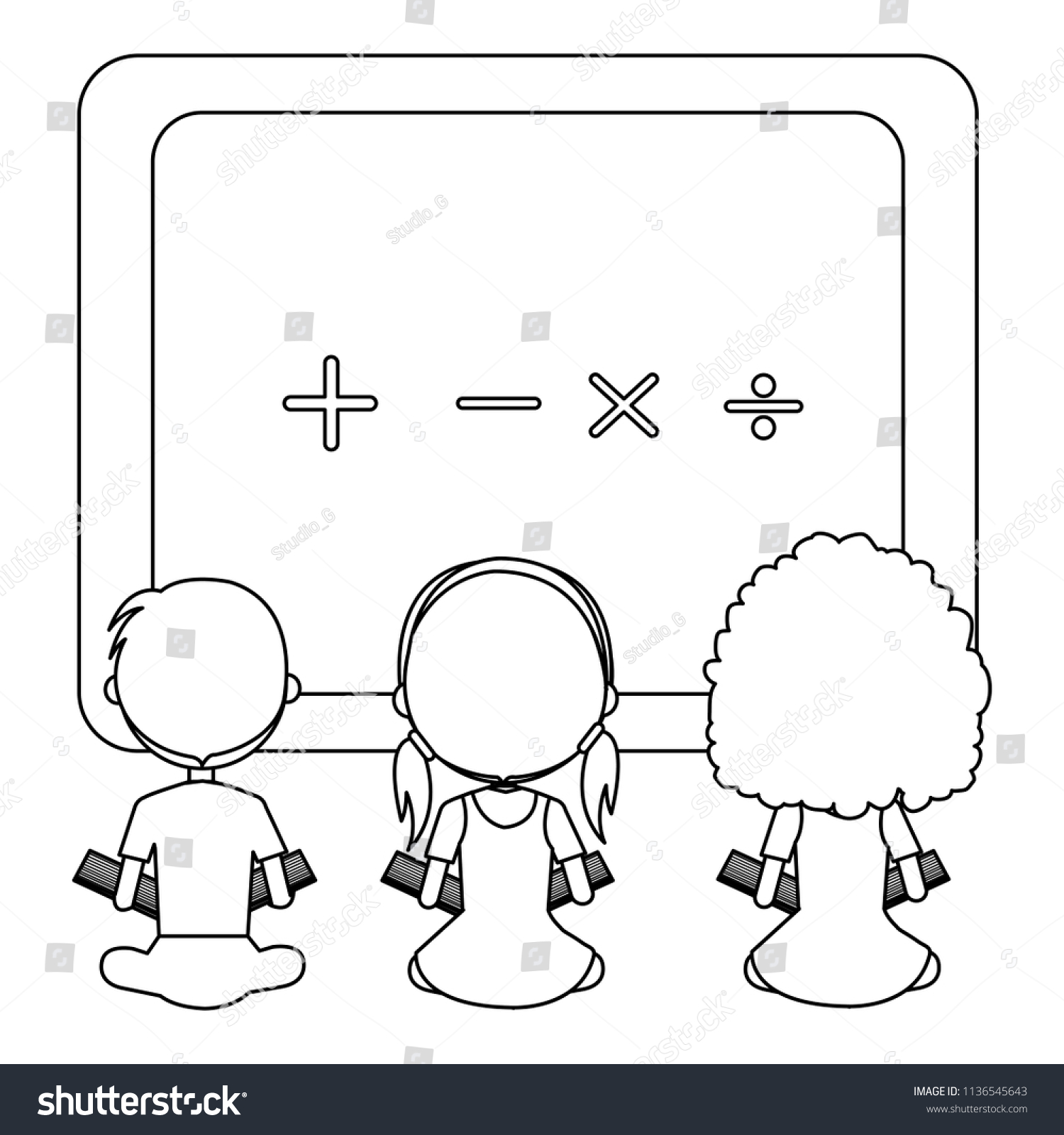Students Group Chalkboard Characters Stock Vector (Royalty Free) 1136545643