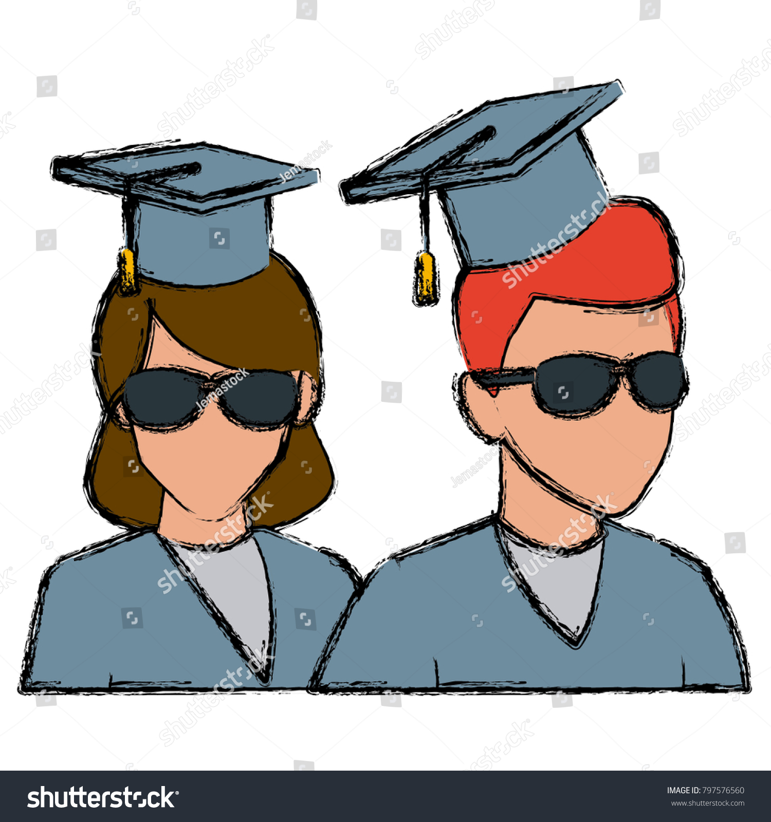 Students Graduation Avatar Stock Vector (Royalty Free) 797576560 ...