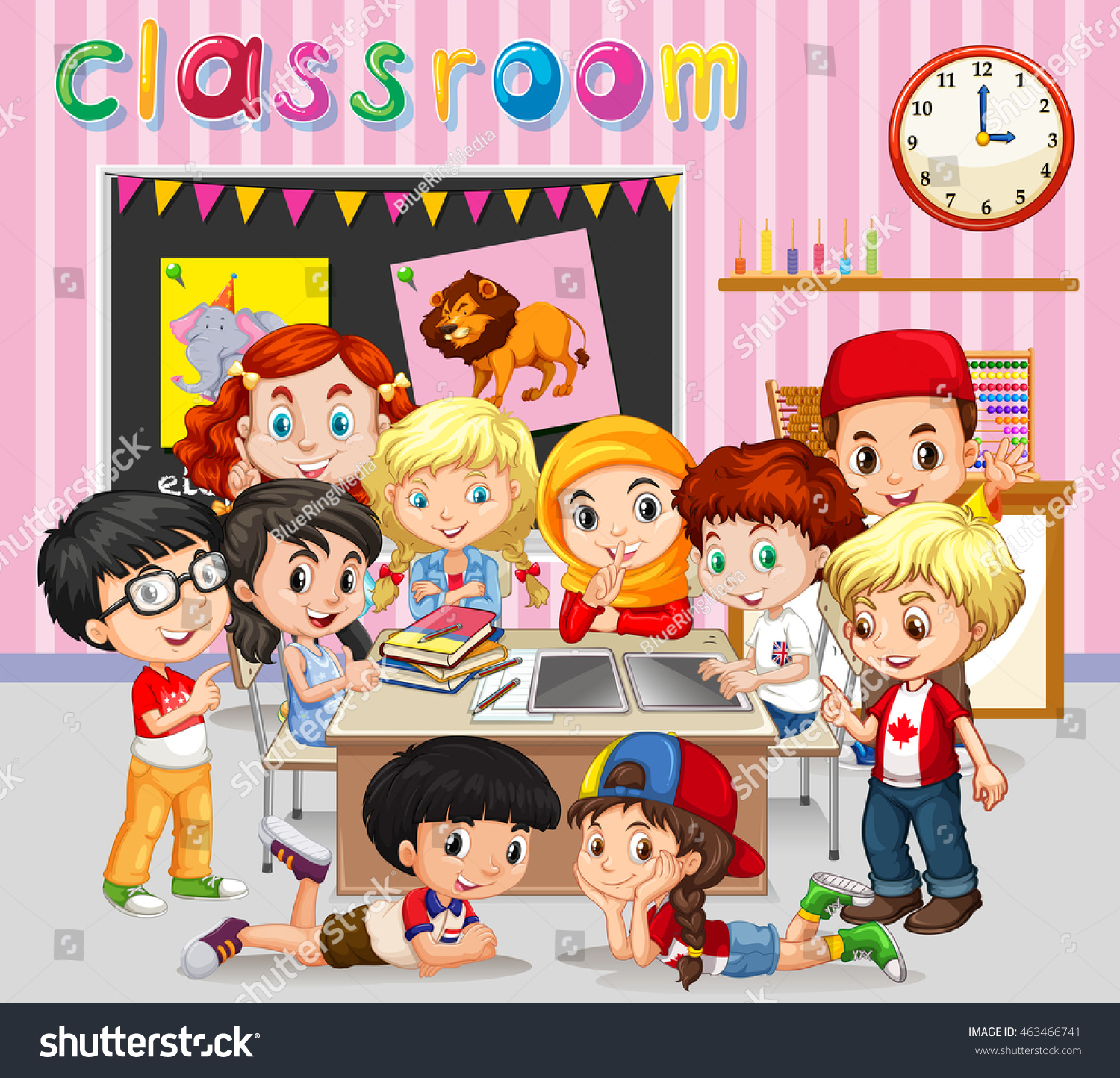 Students Learning Classroom Illustration Stock Vector (Royalty Free ...