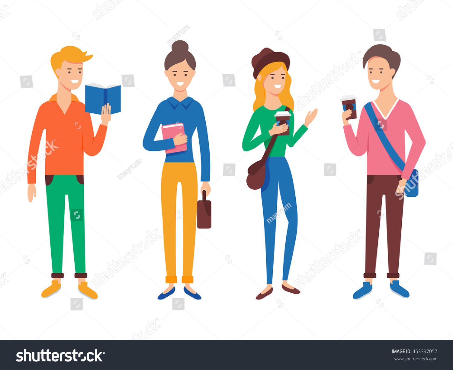 Vektor Stok Students Vector Illustration (Tanpa Royalti) 453397057 ...