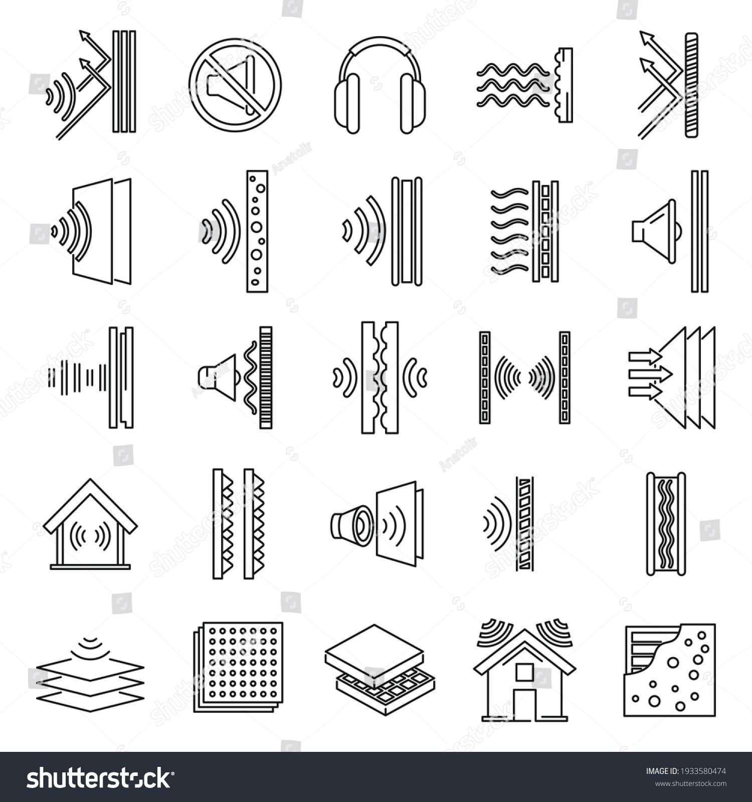 Studio Soundproofing Icons Set Outline Set Stock Vector (Royalty Free ... Studio Soundproofing Icons Set Outline Set Stock Vector (Royalty Free ...