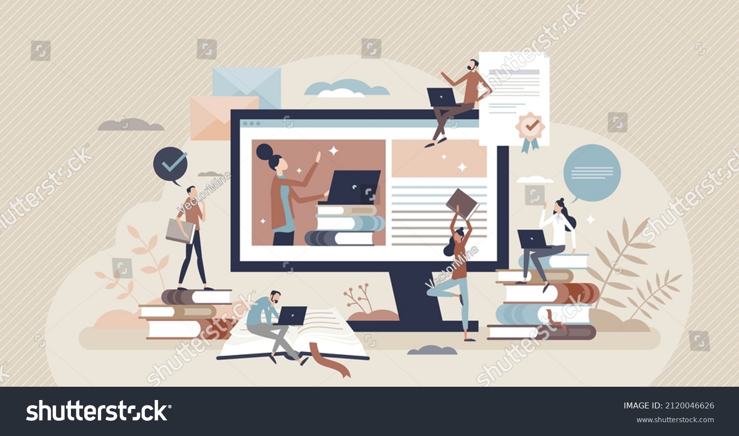 Study Knowledge Learning Students University Tiny Stock Vector (Royalty ...