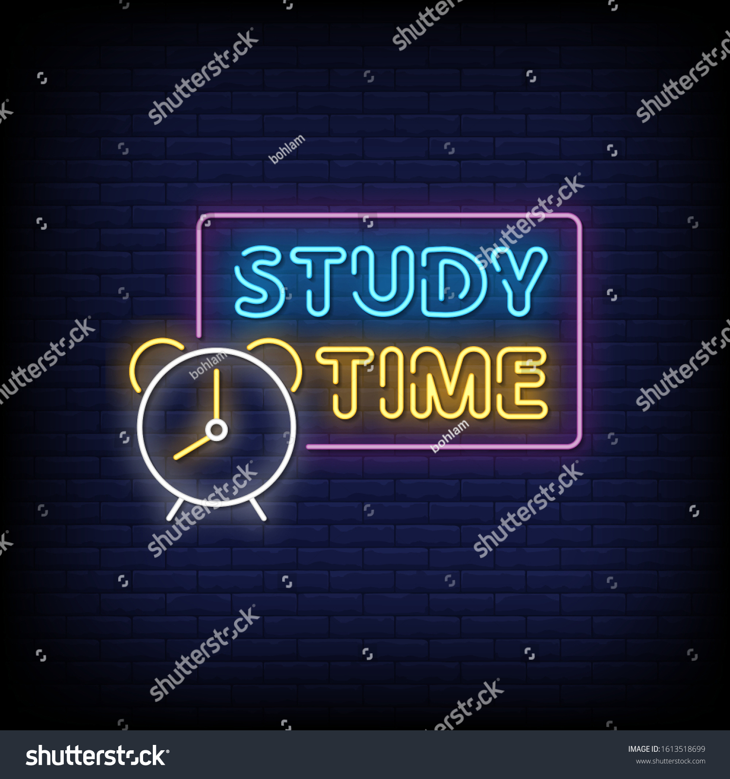Study Time Neon Signs Style Text Stock Vector (Royalty Free) 1613518699 ...