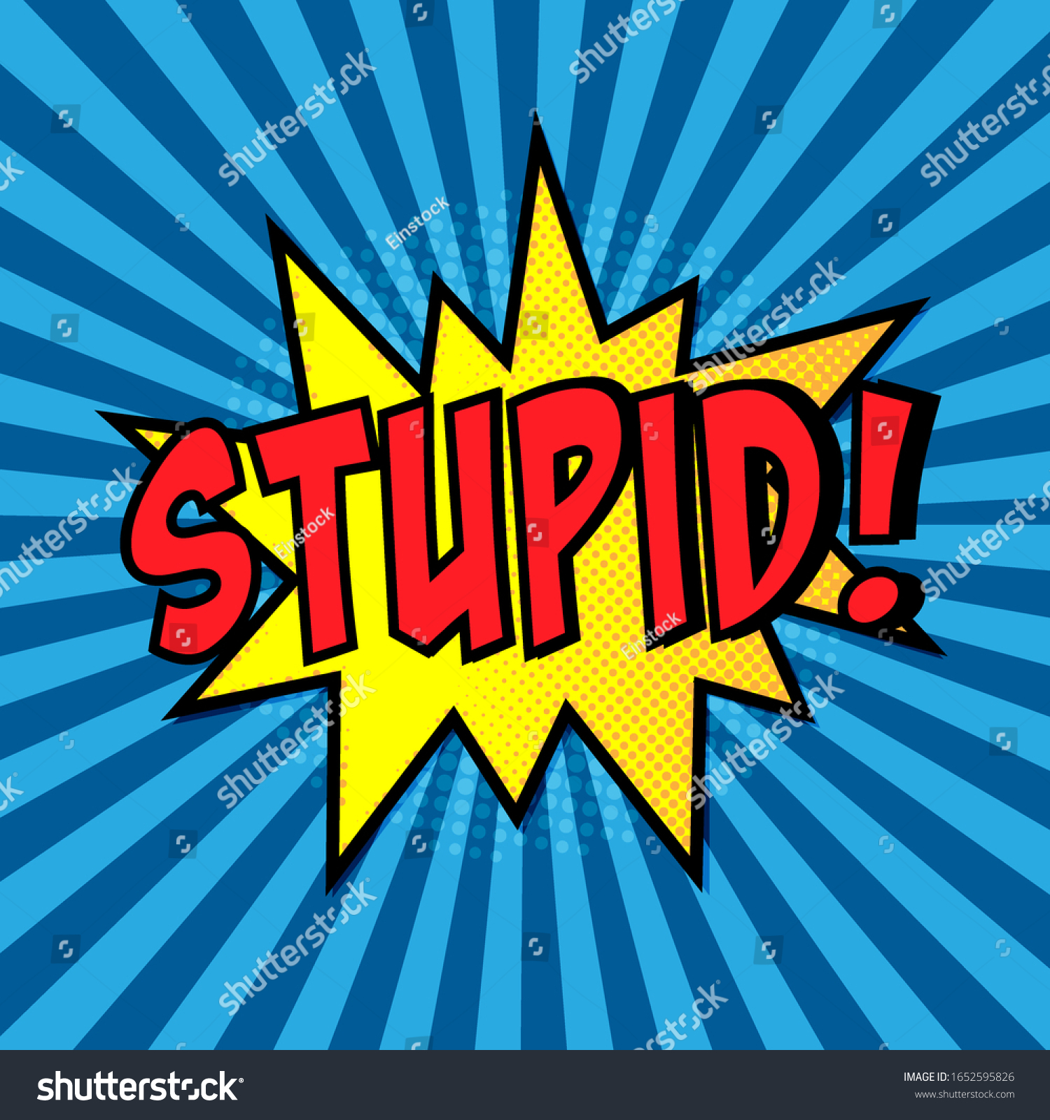Stupid Comic Explosion On Blue Background Stock Vector (Royalty Free ...