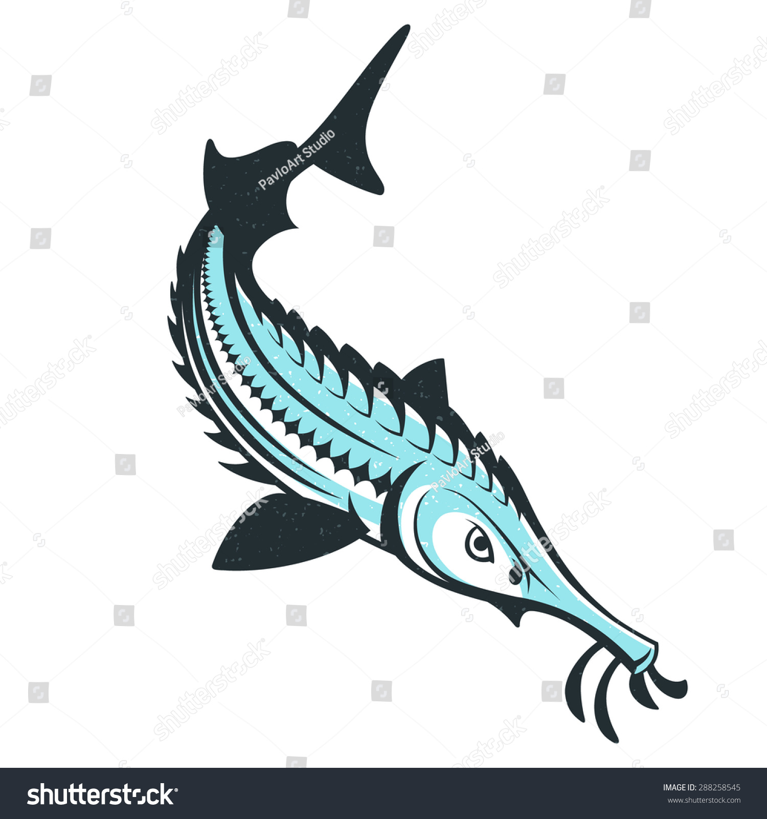 Sturgeon Fish Logo Template Vector Illustration - 288258545 : Shutterstock