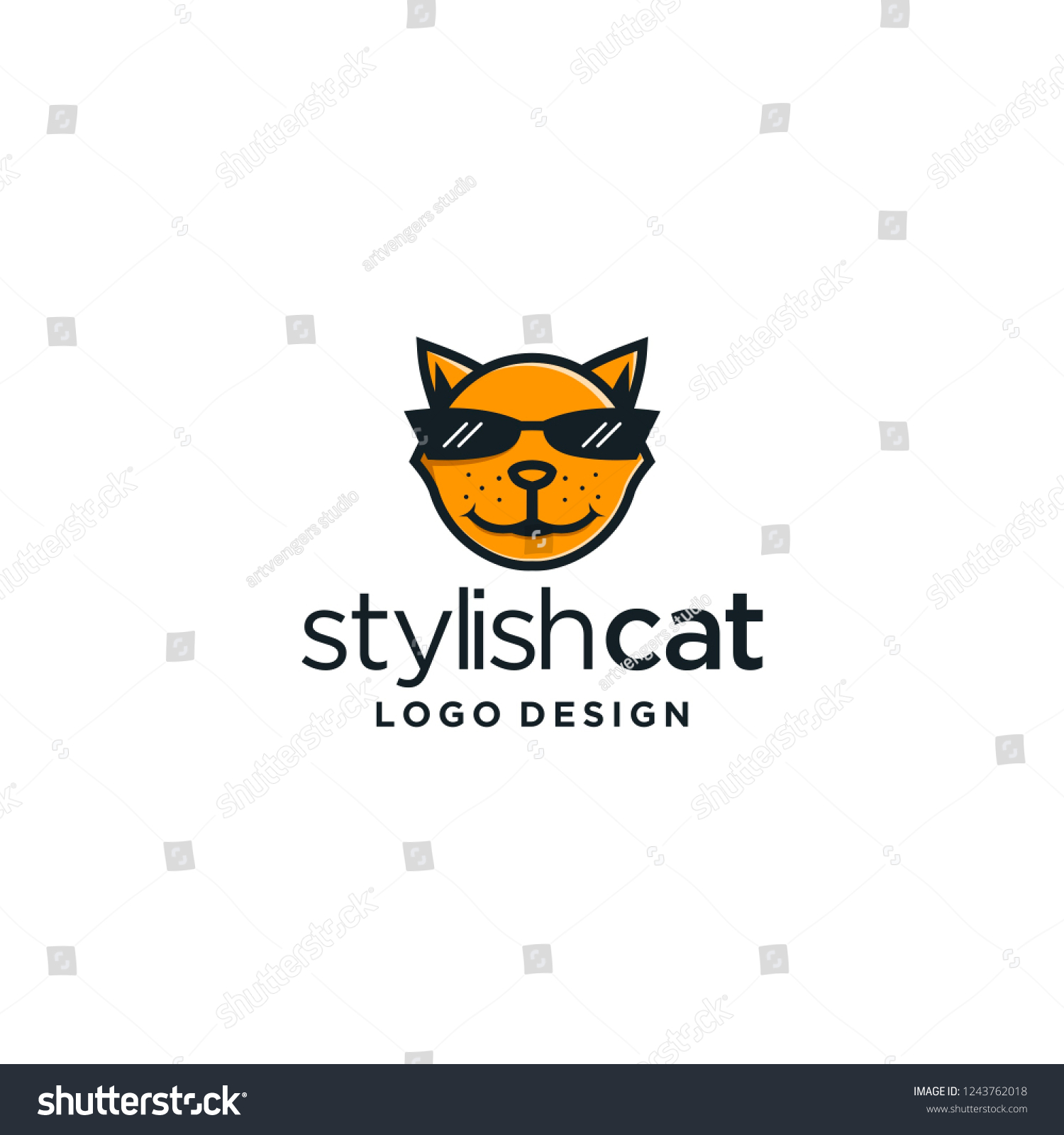 Stylish Cat Character Logo Vector Illustration: เวกเตอร์สต็อก (ปลอดค่า ...
