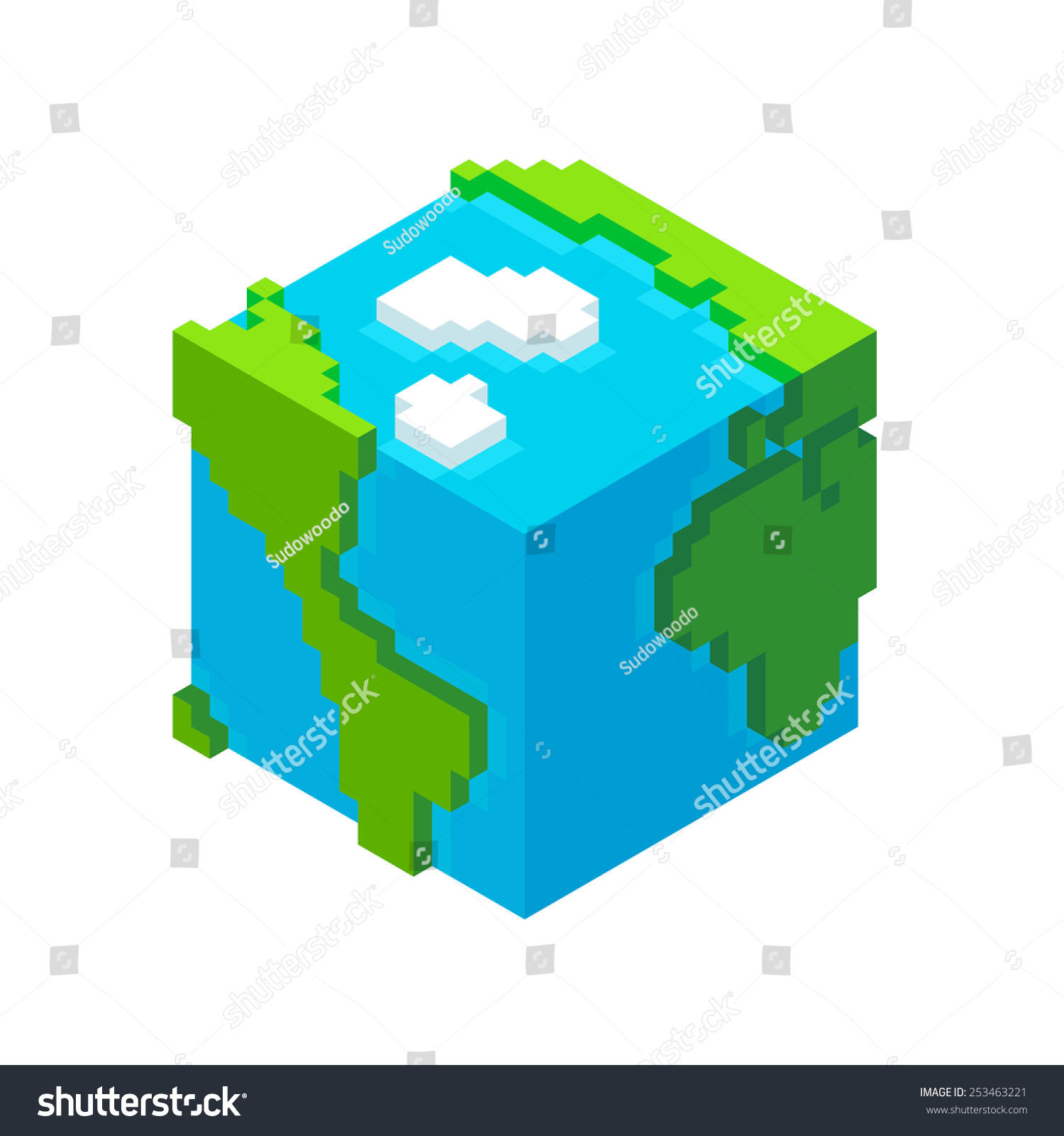 Stylish Cube Earth Space Isolated On Stock Vector (Royalty Free) 253463221