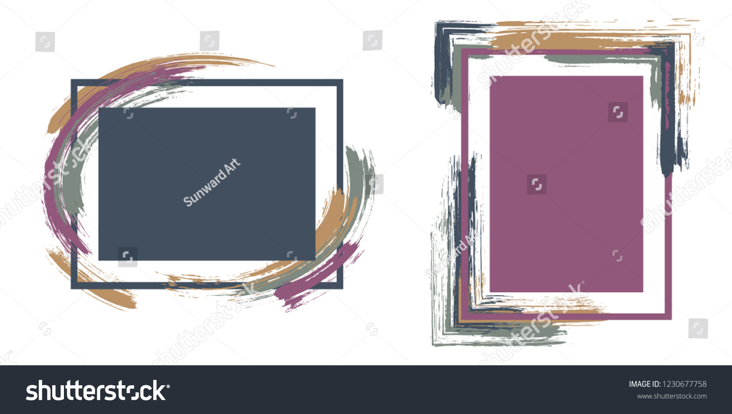 Stylish Frames Paint Brush Strokes Vector Stock Vector (Royalty Free ...