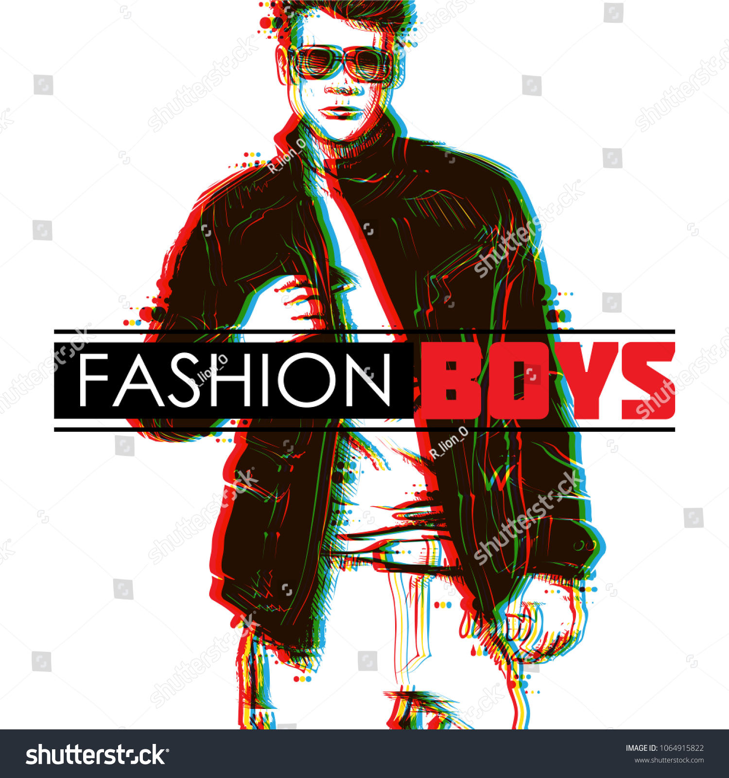 Stylish Neon Boy Vector Illustration Stock Vector (Royalty Free) 1064915822