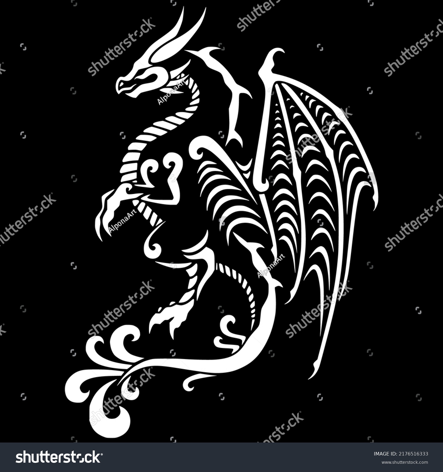 Stylistic Tattoo Asian Dragon Vector Vector Stock Vector (Royalty Free ...